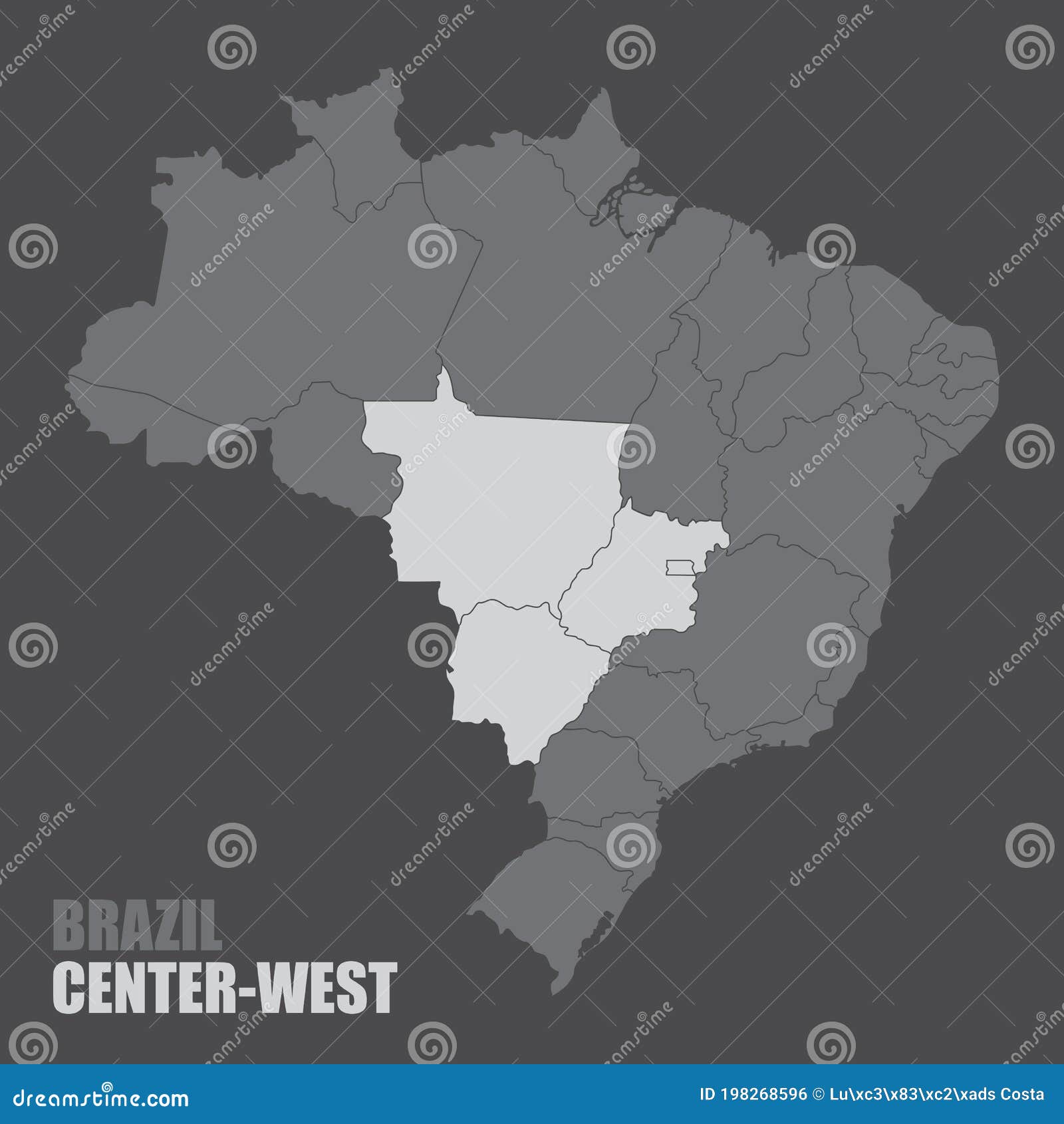 Brazil Center-West Region Map Stock Illustration - Illustration of ...