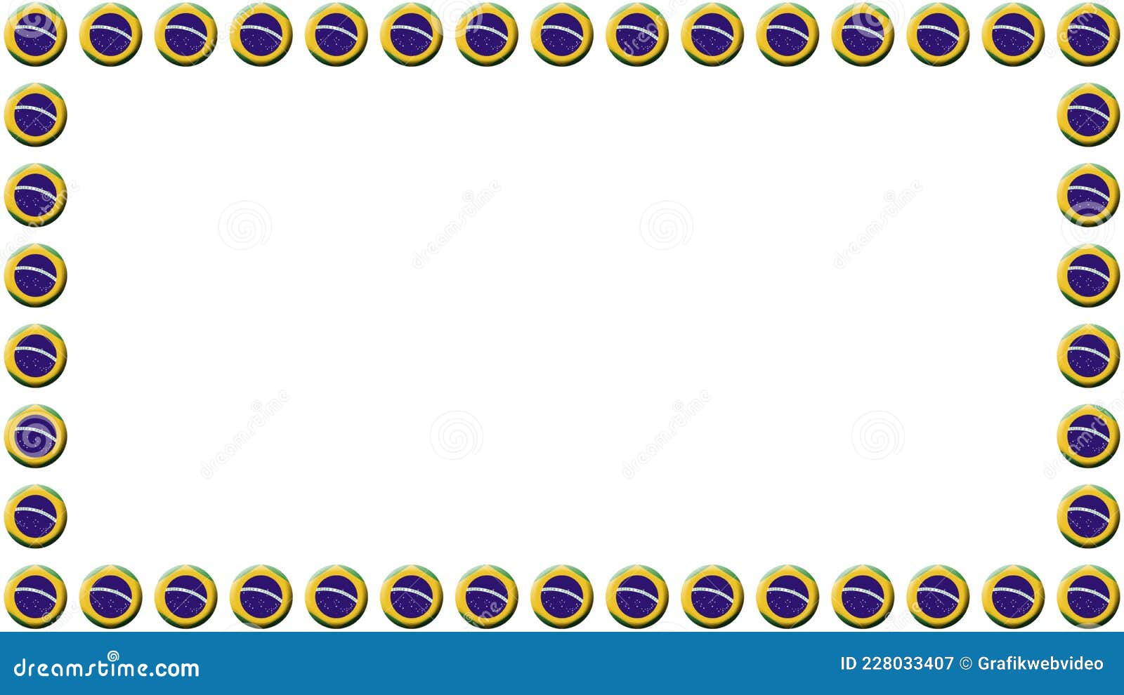 Brazil Circle Flags, Screen Border Frame, White Background, 3D ...
