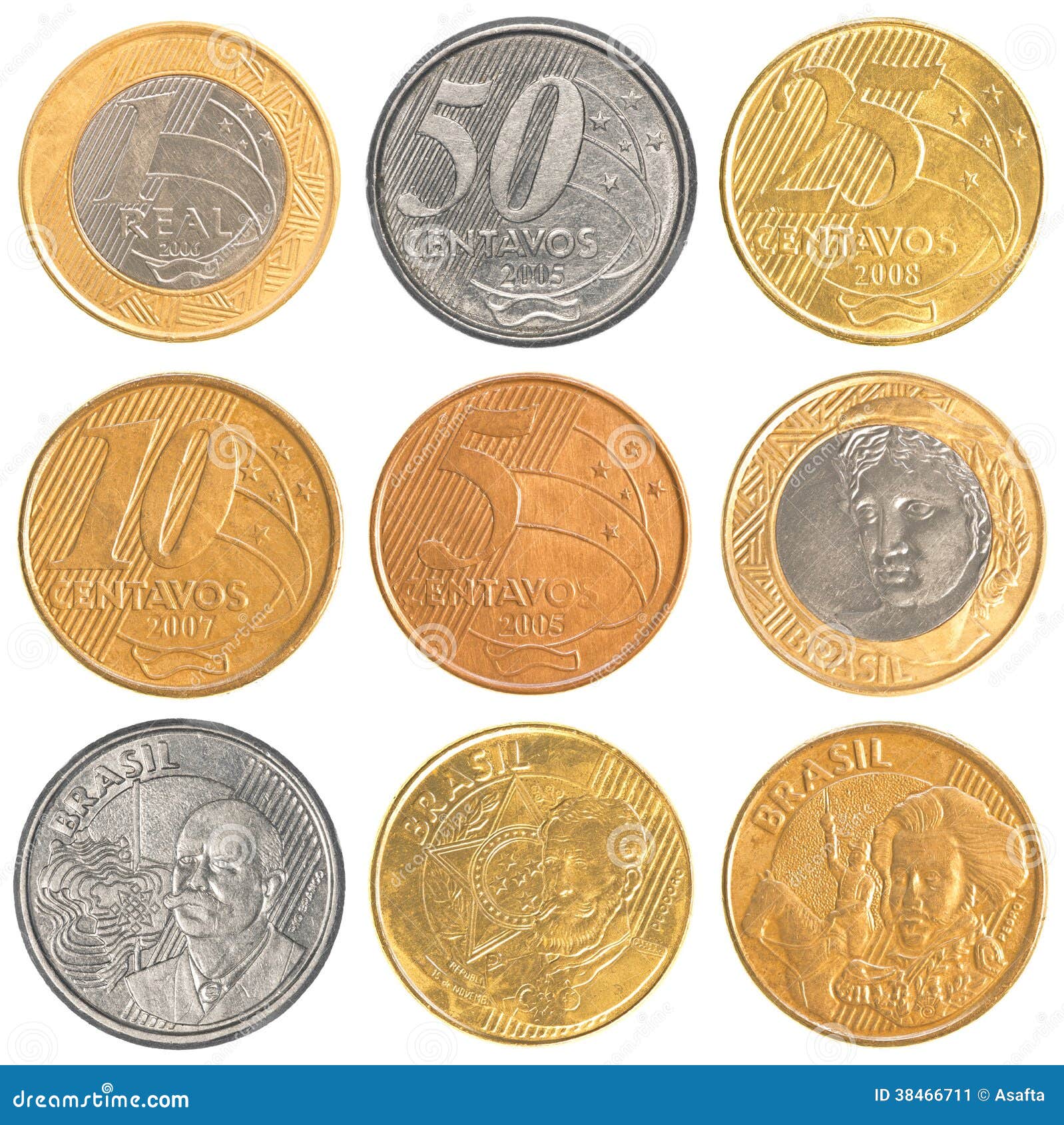 Brazil Circulating Coins Collection Set Stock Image - Image of icon ...