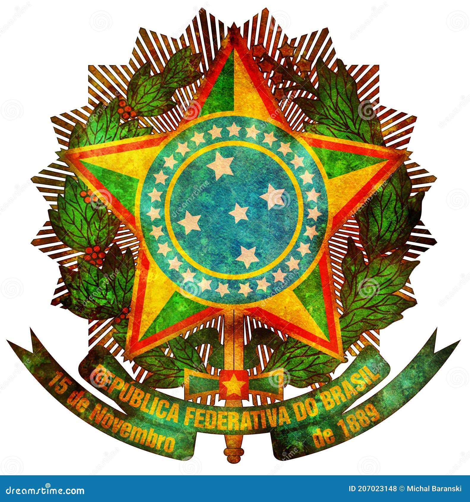 Brazil coat of arms stock illustration. Illustration of national ...