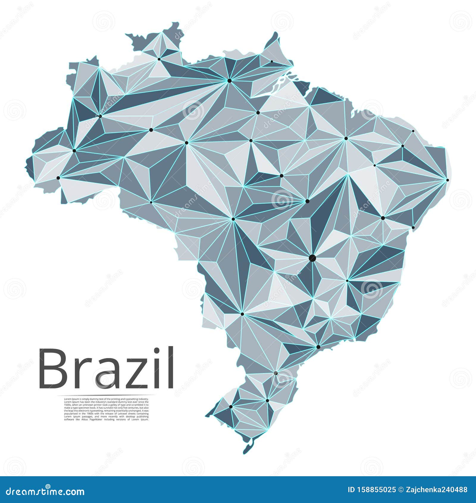 Brazil Communication Network Map. Vector Low Poly Image of a Global Map ...