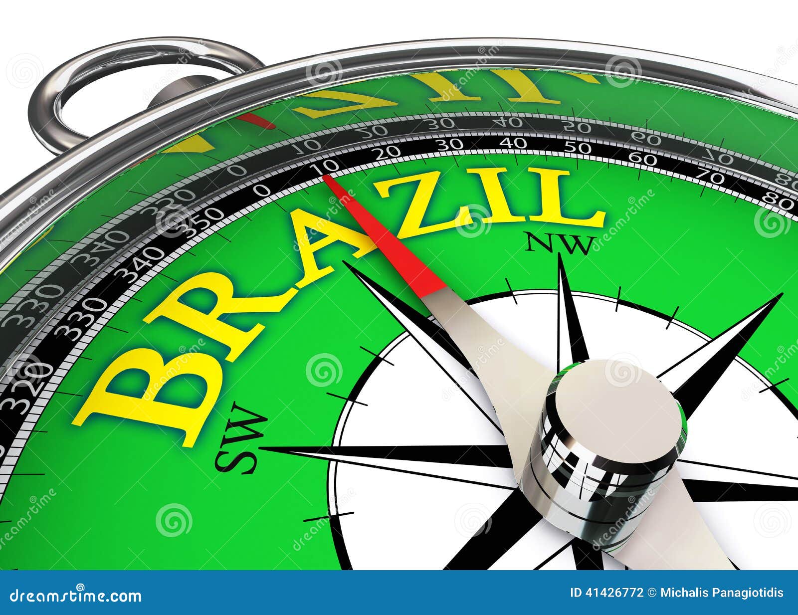 Brazil Compass in Green and Yellow Stock Illustration - Illustration of ...