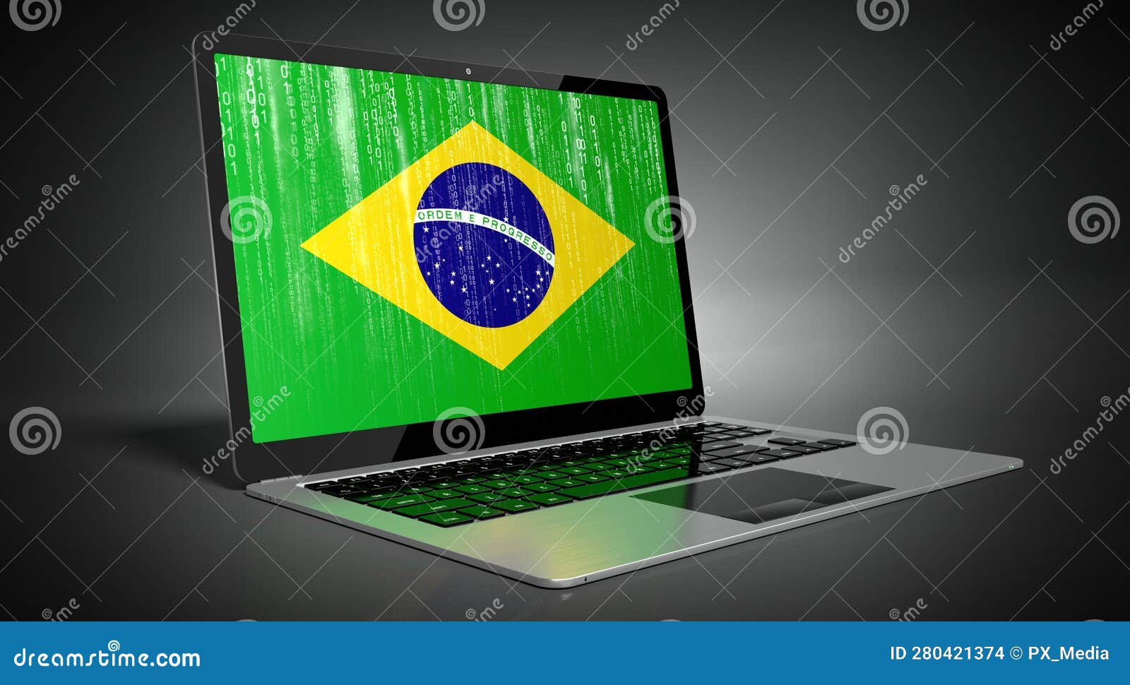 Brazil - Country Flag and Binary Code on Laptop Screen Stock ...