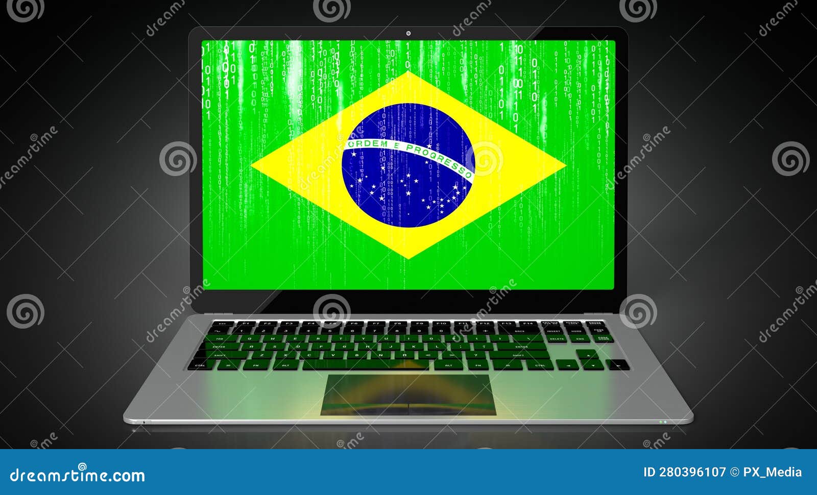 Brazil - Country Flag and Binary Code on Laptop Screen Stock ...