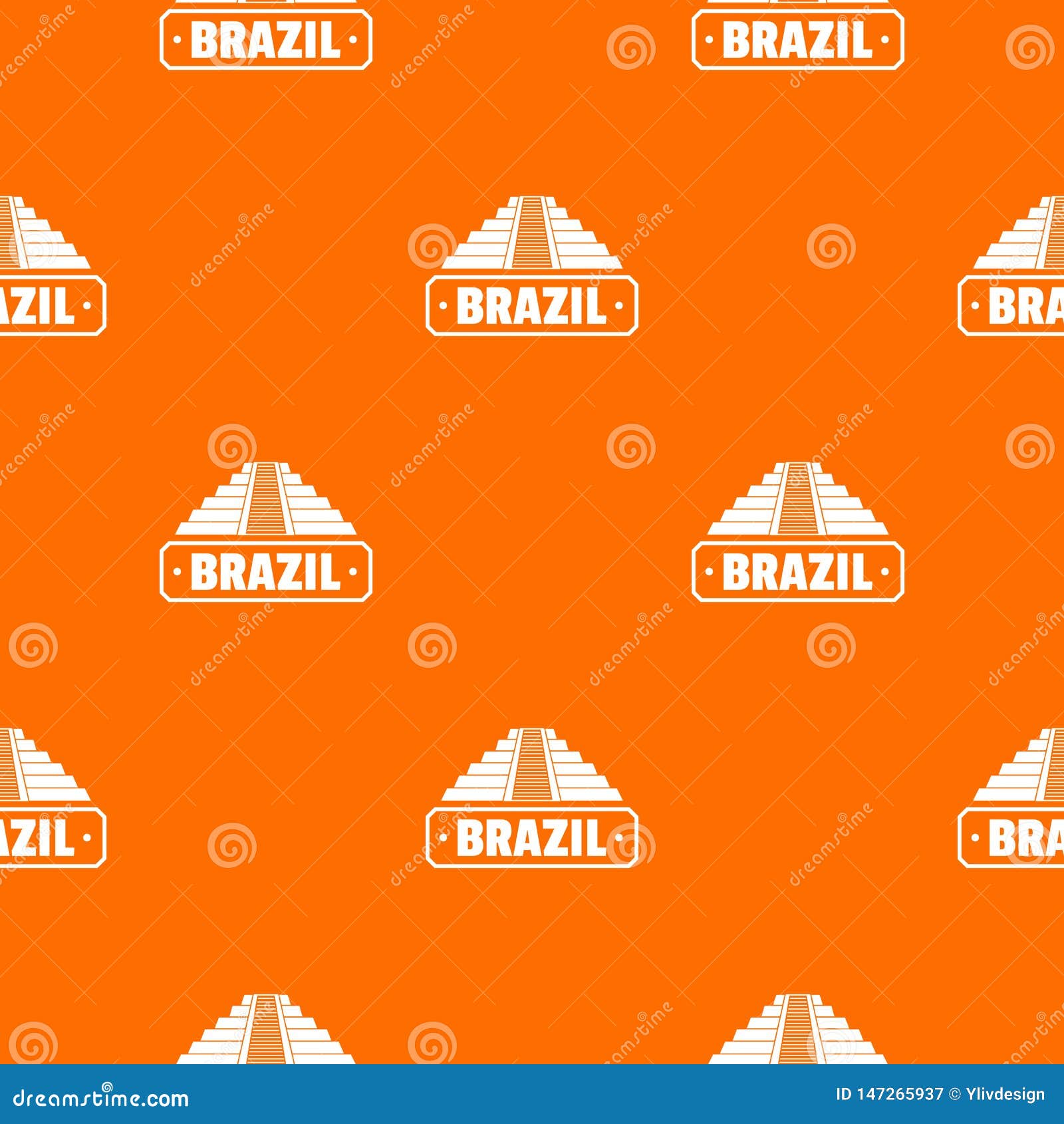 Brazil Country Pattern Vector Orange Stock Vector - Illustration of ...