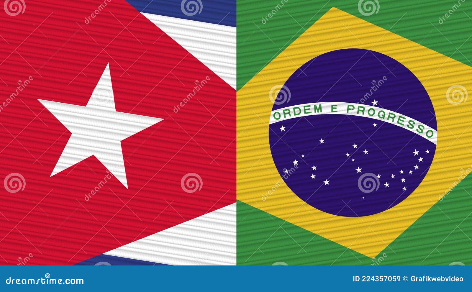 Brazil and Cuba Two Half Flags Together Stock Illustration ...