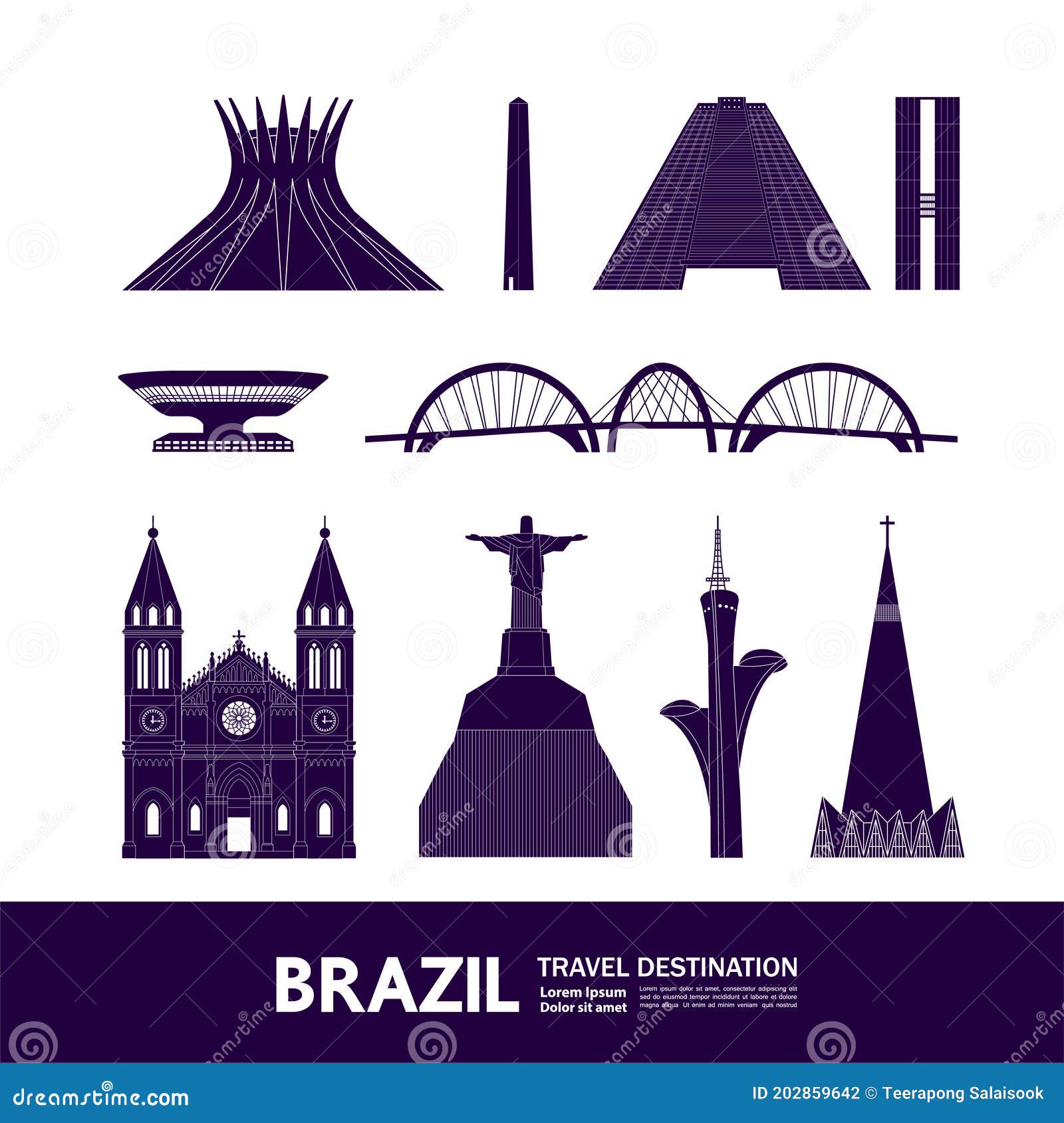 Brazil Travel Destination Vector Illustration Editorial Photography ...