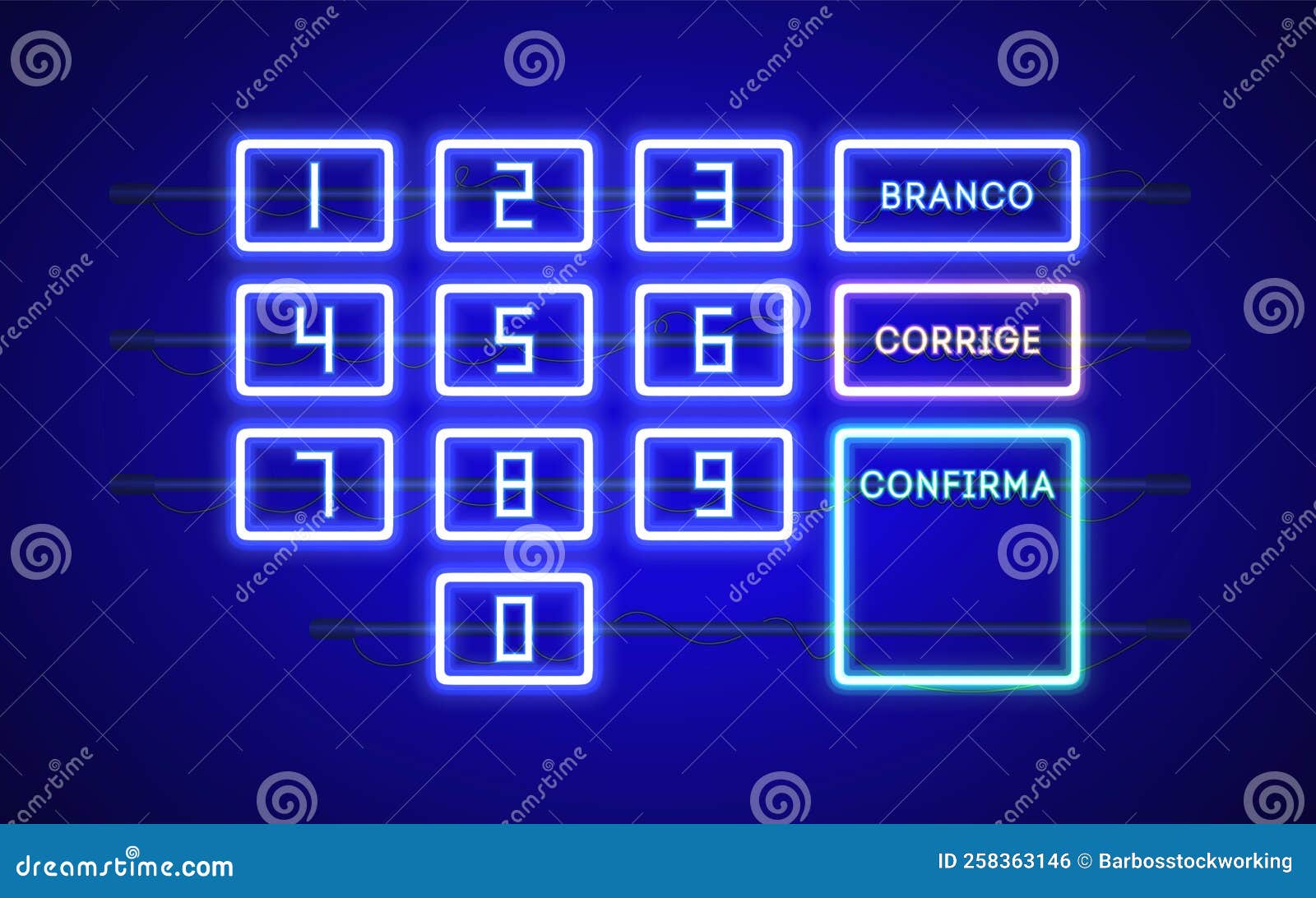 Brazil Electoral Urn Control Panel. Buttons in Neon Style. Stock Vector ... Brazil Electoral Urn Control Panel. Buttons in Neon Style. Stock Vector ...