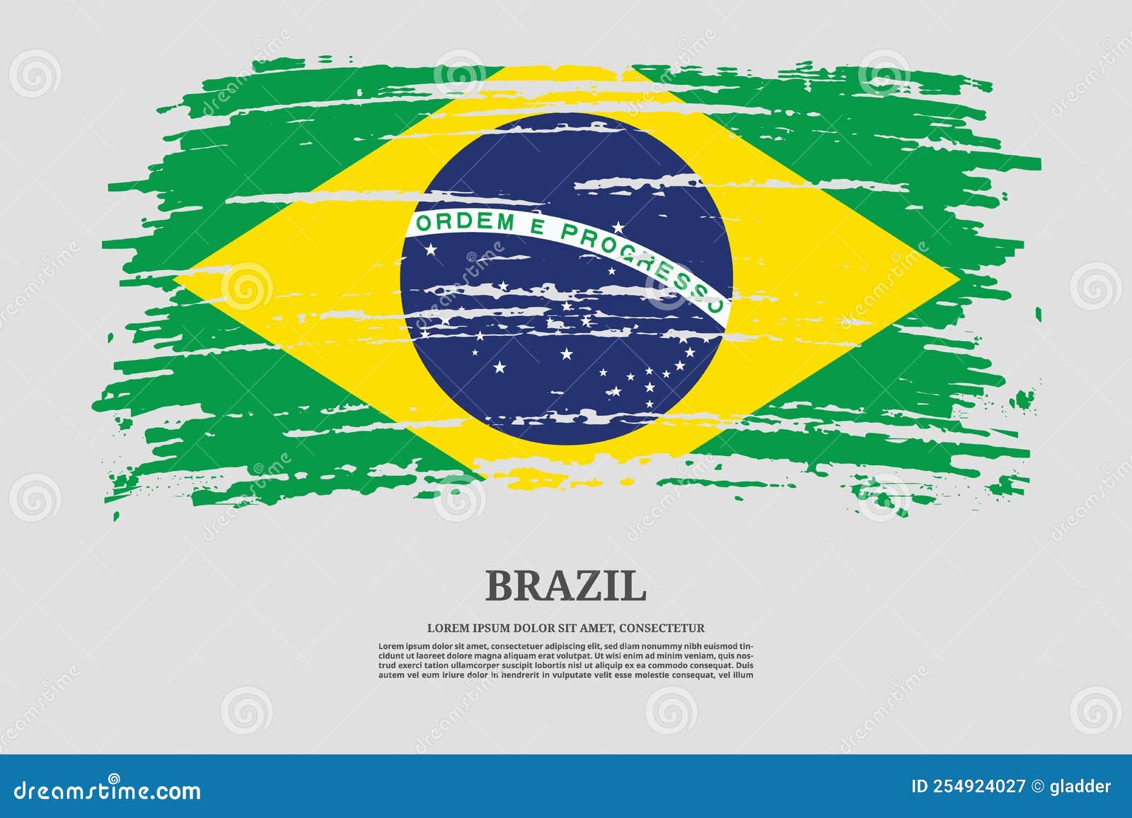 Brazil Flag with Brush Stroke Effect and Information Text Poster ...