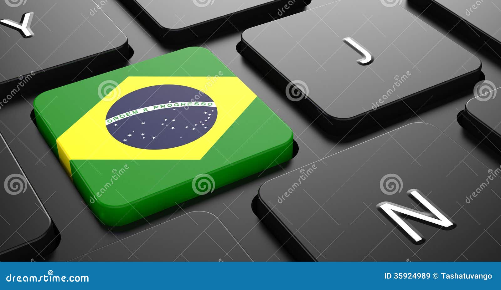 Brazil - Flag on Button of Black Keyboard. Stock Illustration ...
