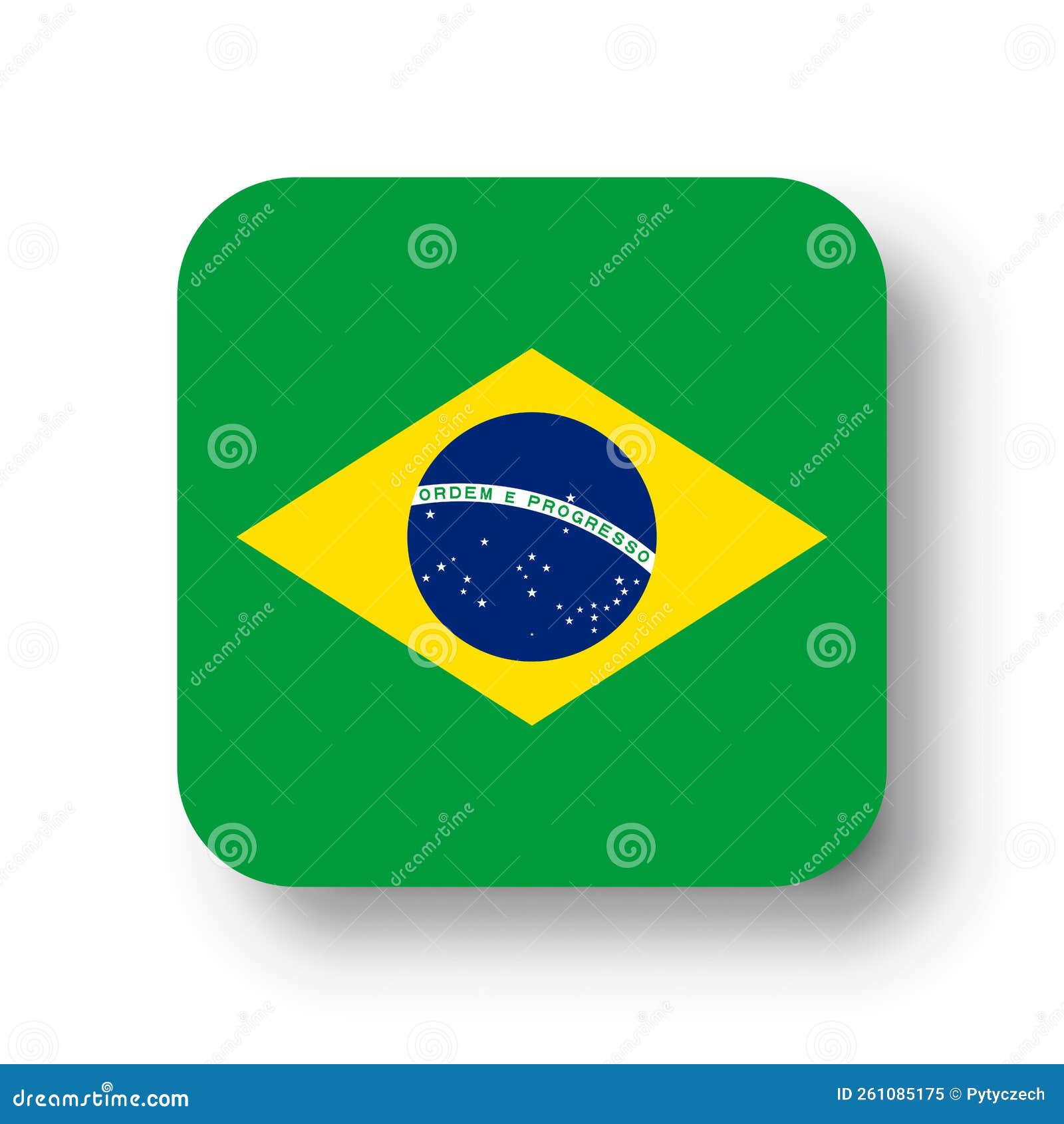 Rounded Square Vector Flag of Brazil Stock Vector - Illustration of ...
