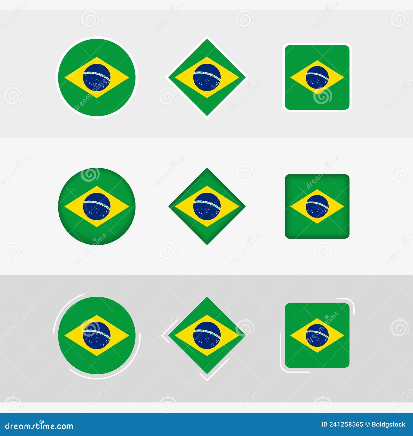 Brazil Flag Icons Set, Vector Flag of Brazil Stock Vector ...