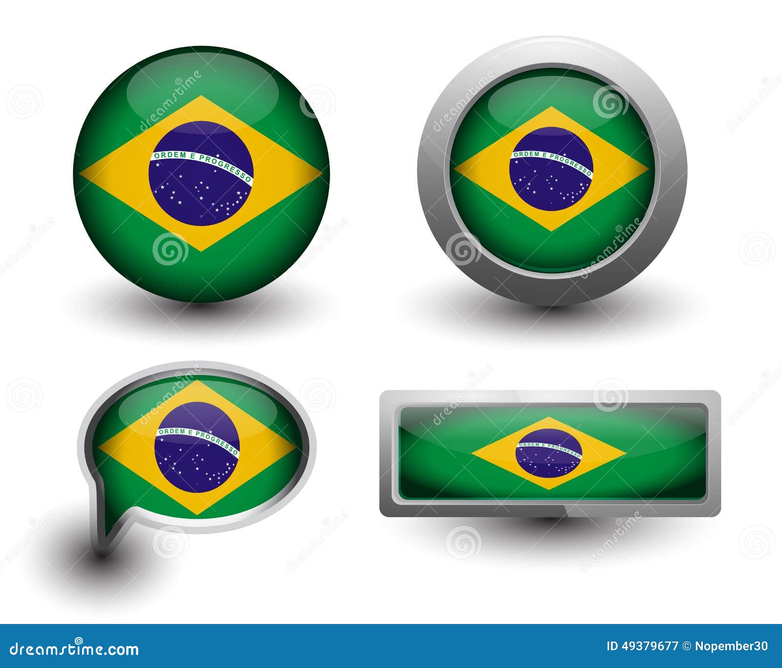 Brazil flag icons stock vector. Illustration of reflection - 49379677