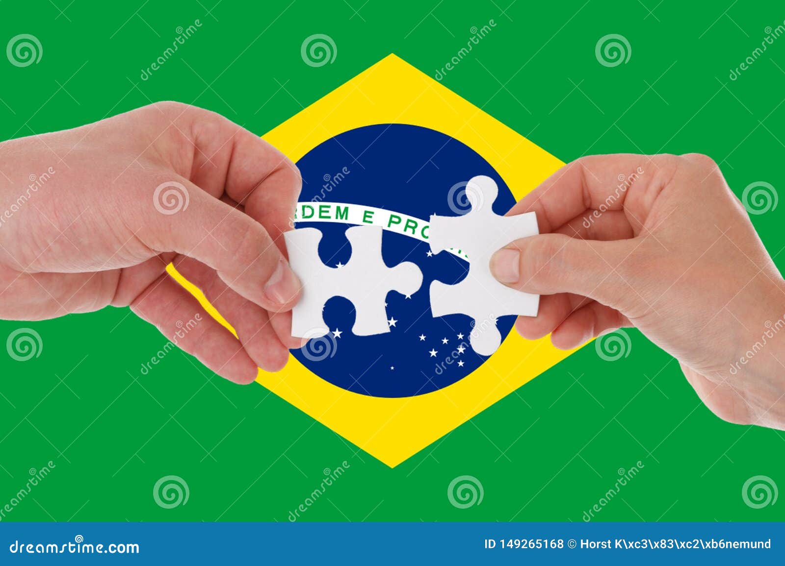 Brazil Flag, Intergration of a Multicultural Group of Young People ...