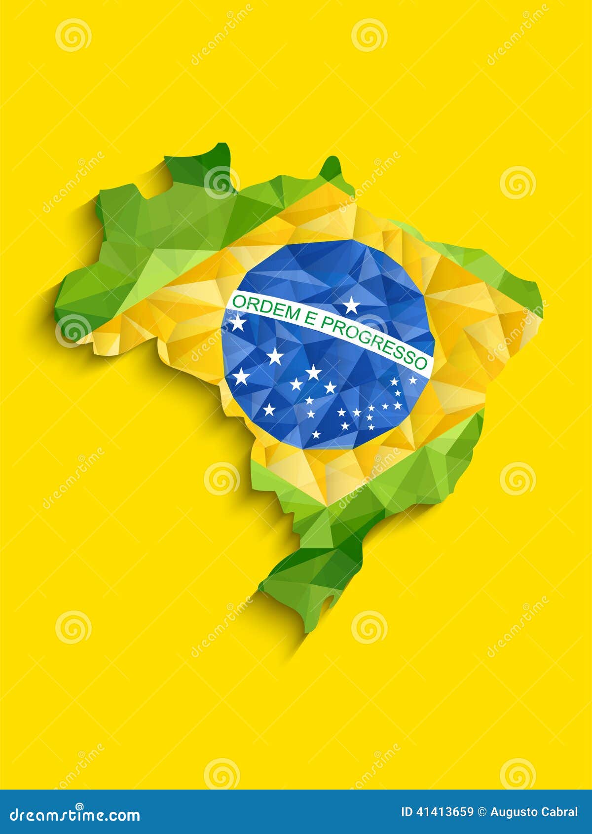Brazil Flag Map Yellow Green Blue Background Stock Vector ...
