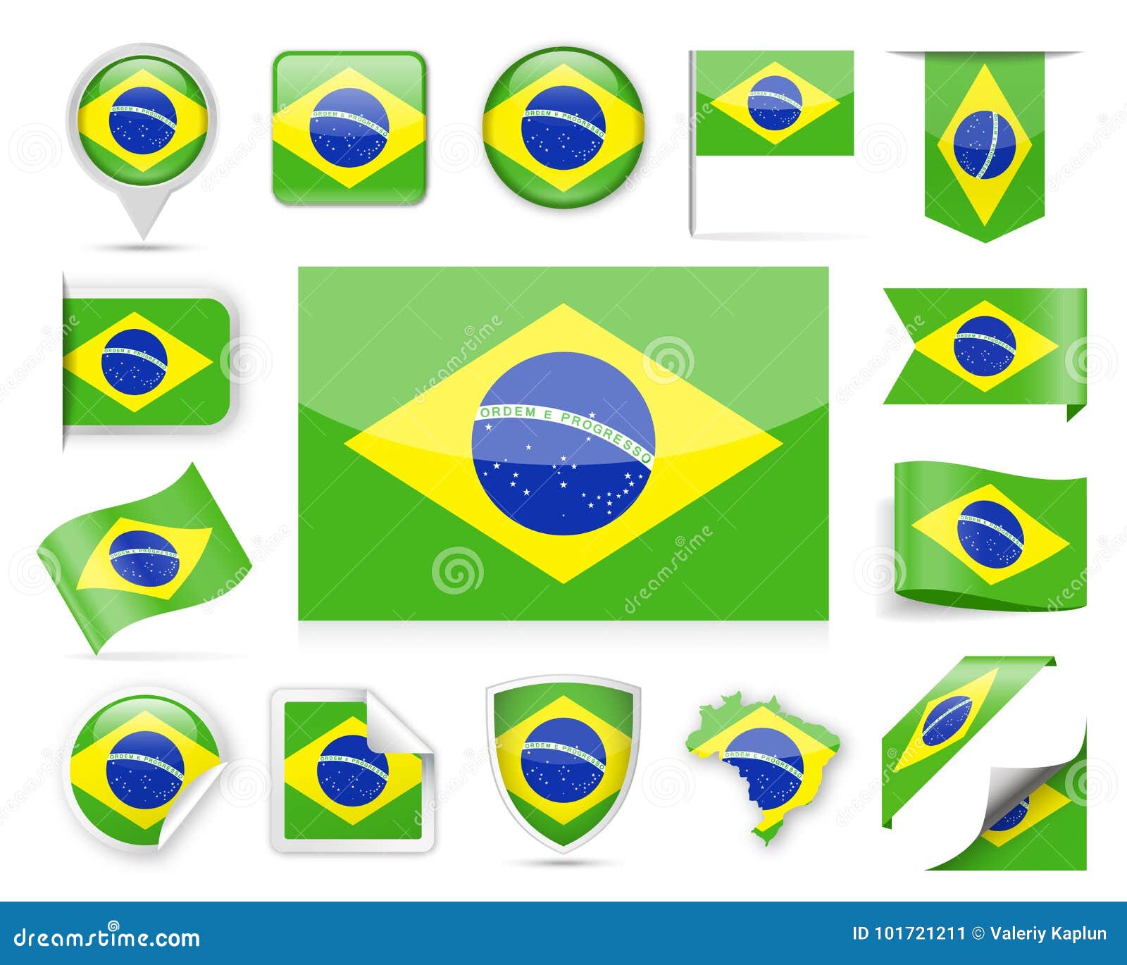 Brazil Flag Vector Set stock illustration. Illustration of america ...