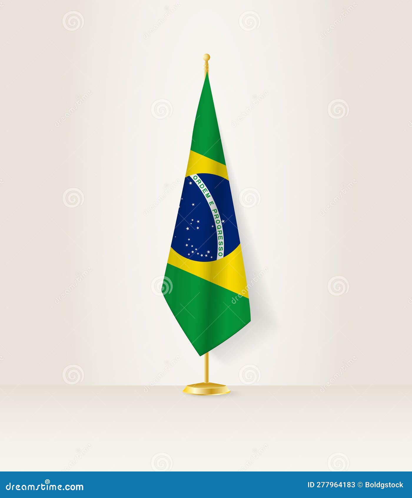 Brazil Flag on a Flag Stand Stock Vector - Illustration of pole, brazil ...