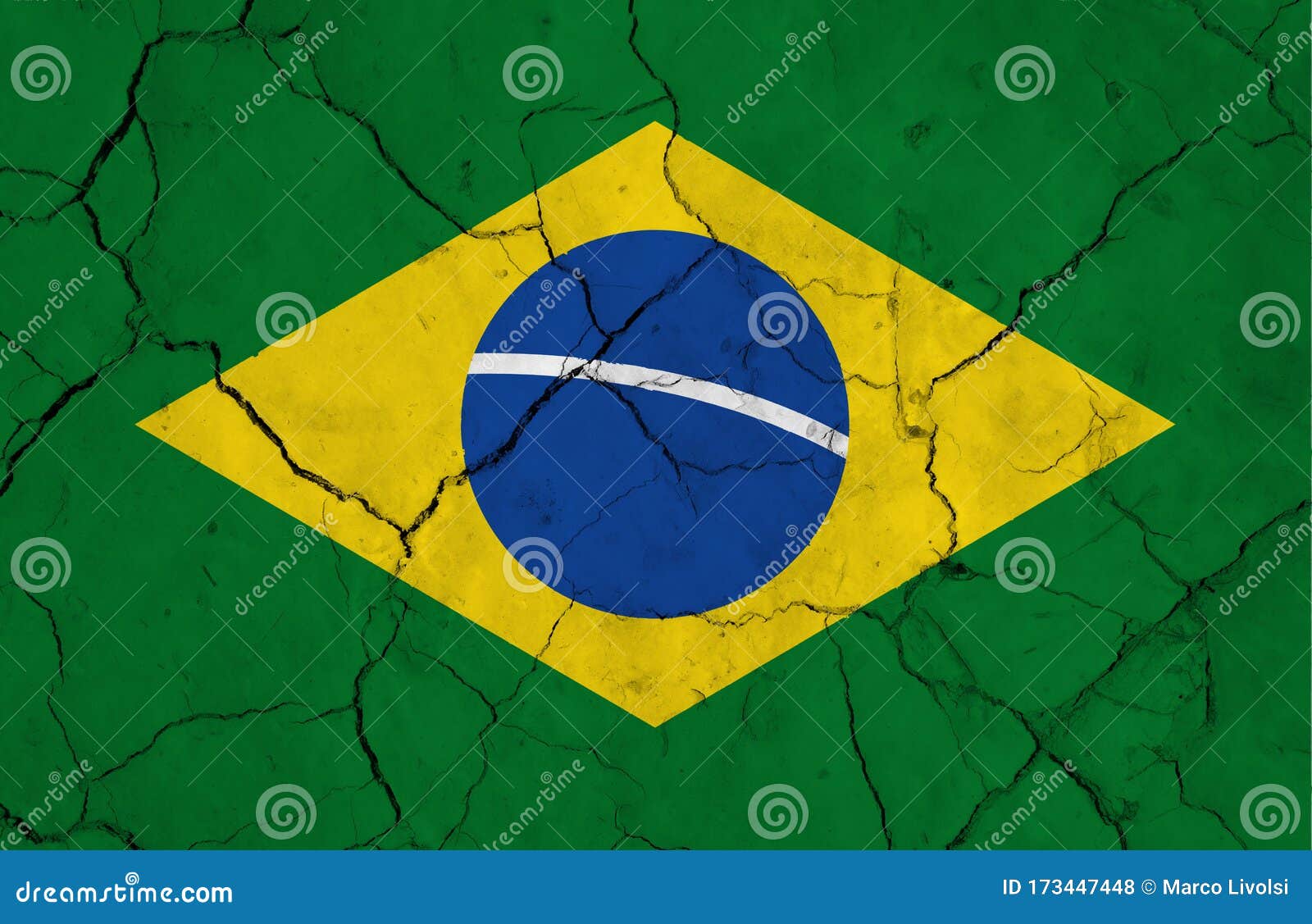Brazil Flag with Texture on a Background Stock Illustration ...