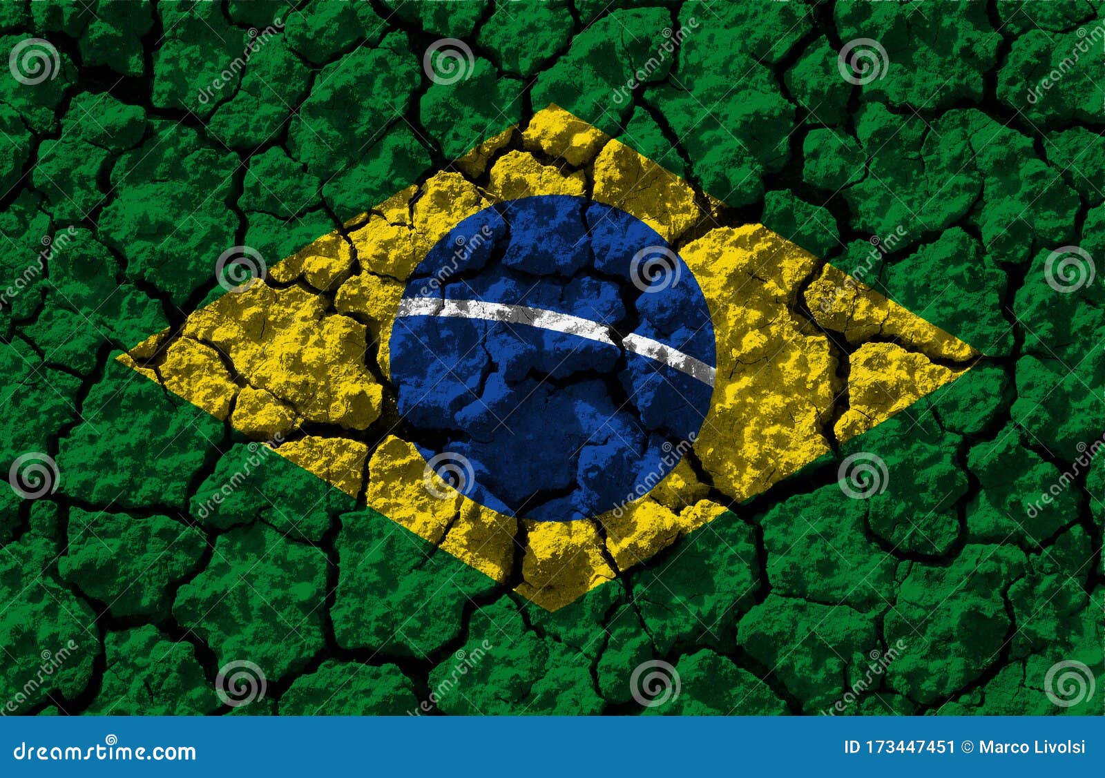 Brazil Flag with Texture on a Background Stock Illustration ...