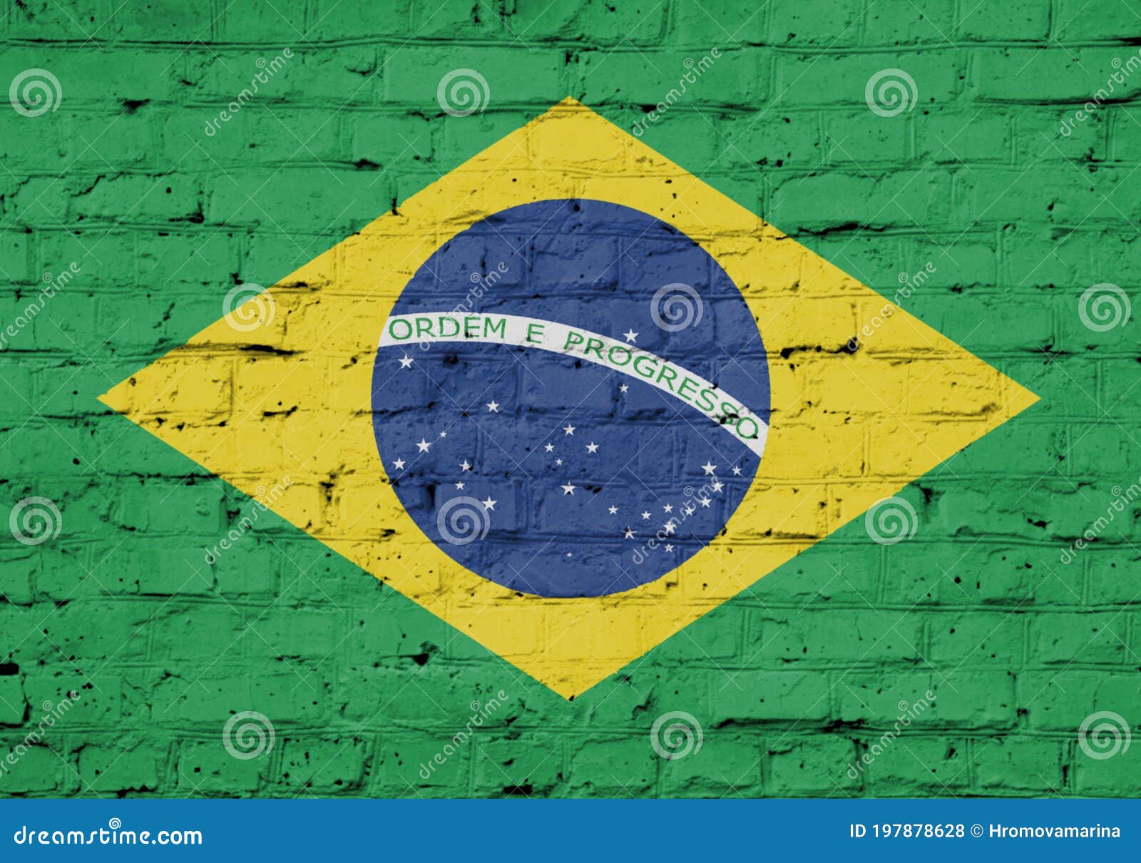 Brazil Flag Texture on a Brick Wall Stock Illustration - Illustration ...