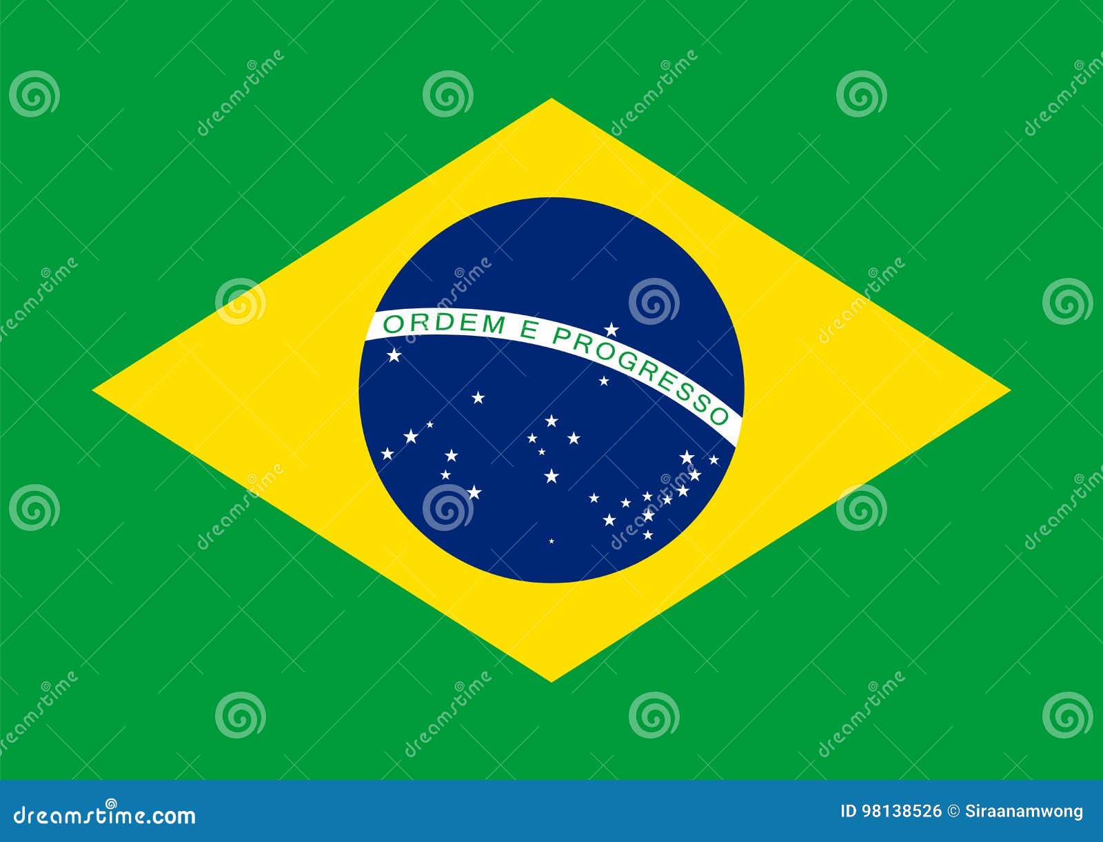 Brazil flag vector stock vector. Illustration of green - 98138526