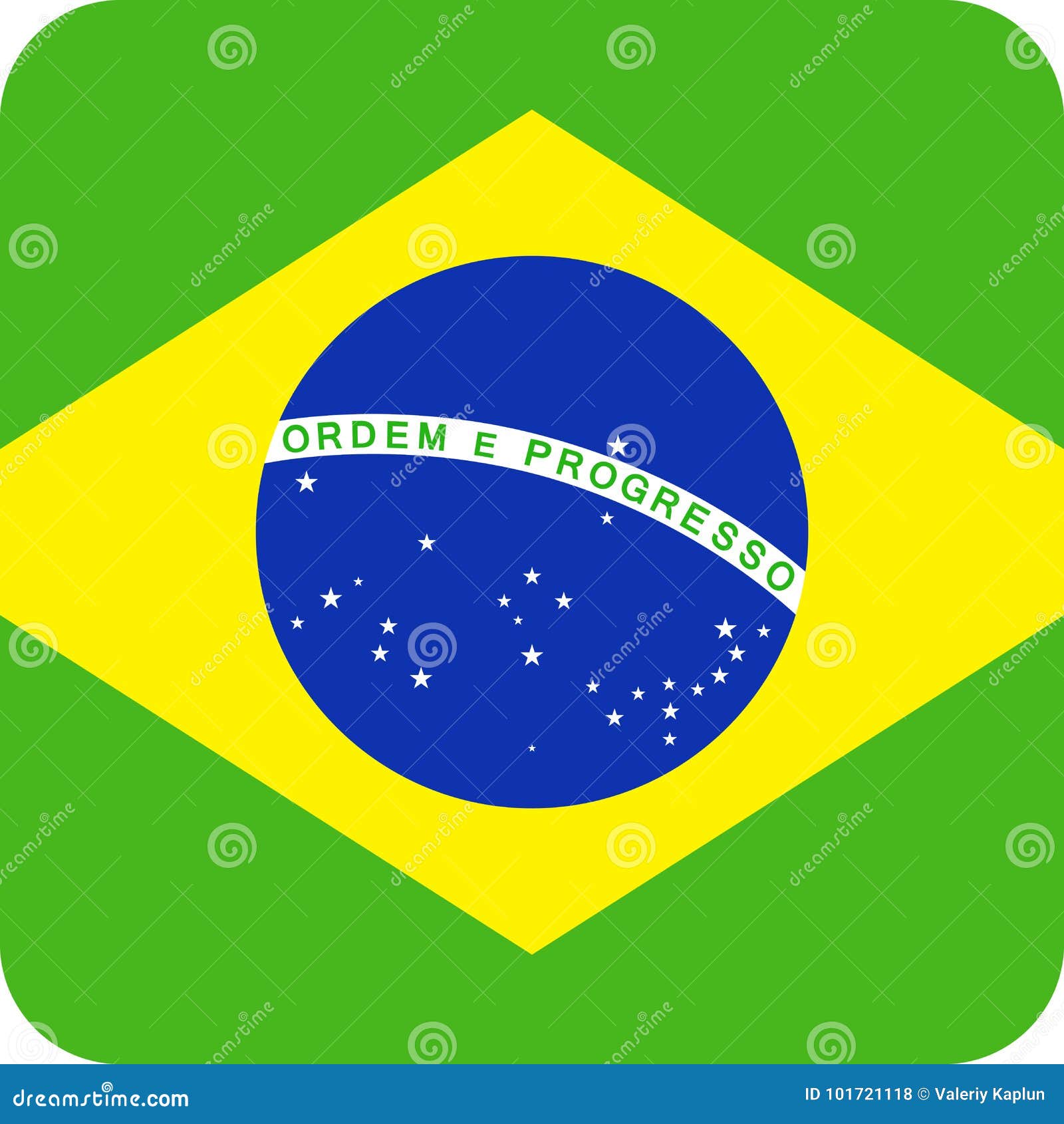 Brazil Flag Vector Square Flat Icon Stock Illustration - Illustration ...