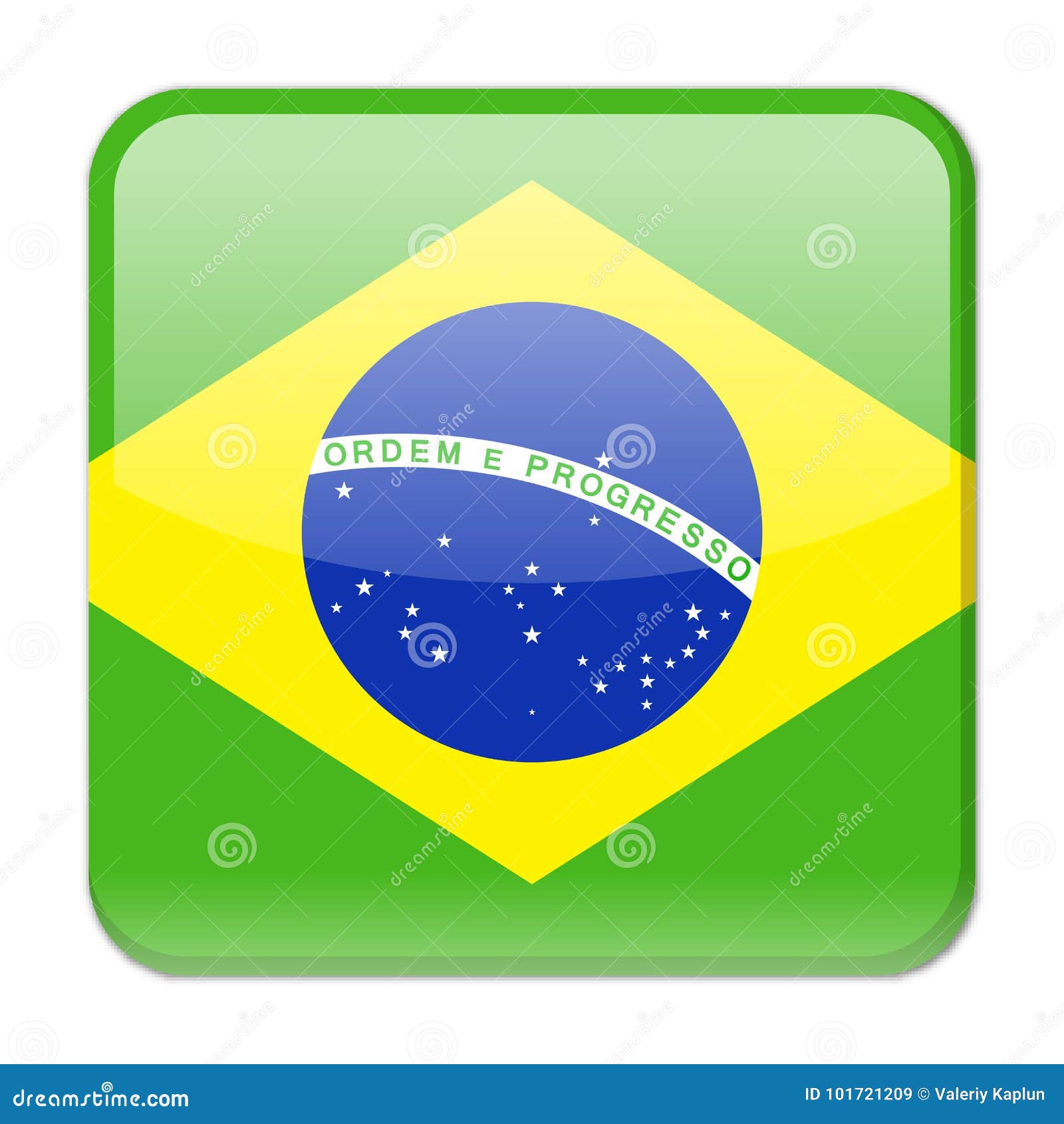 Brazil Flag Vector Square Icon Stock Illustration - Illustration of ...