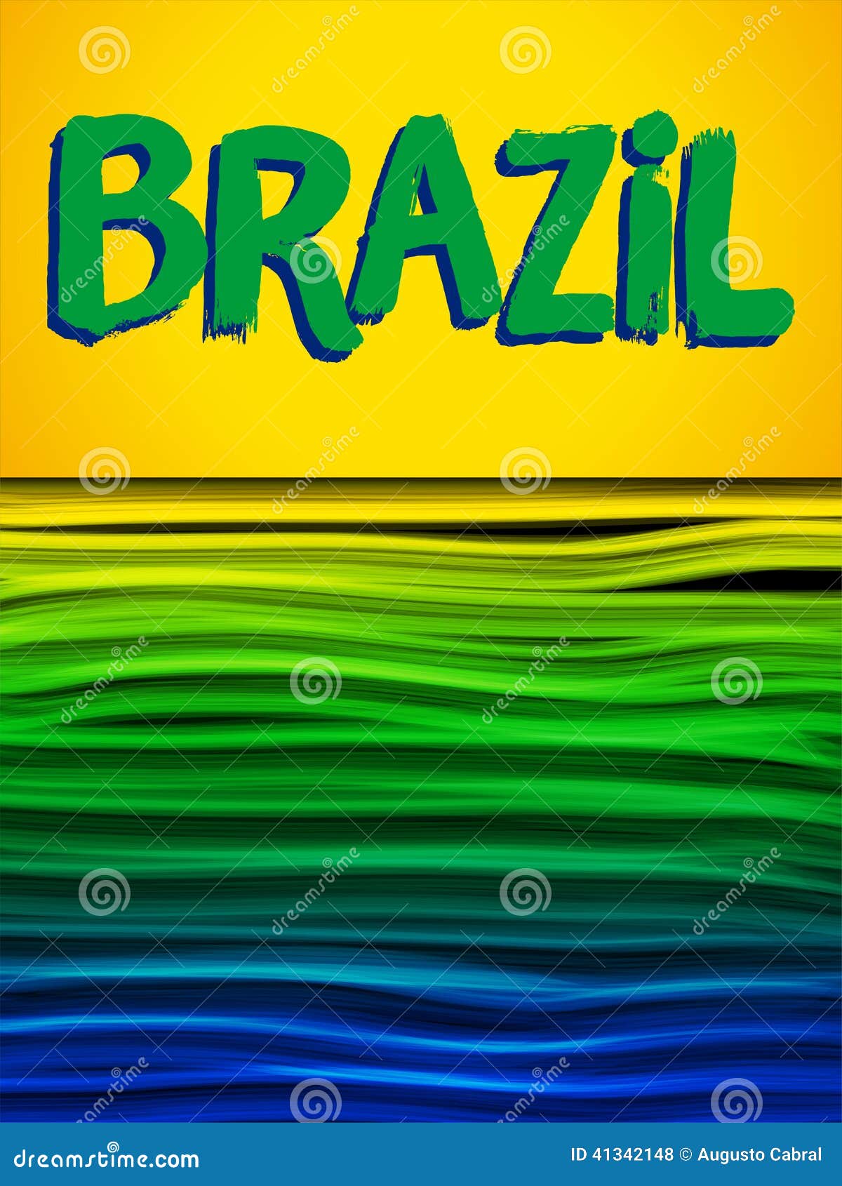 Brazil Flag Wave Yellow Green Blue Background Stock Vector ...