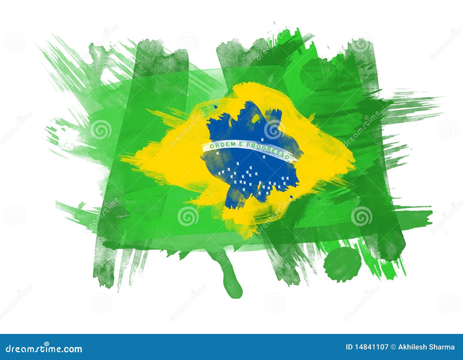 Brazil Flag in White Background Stock Illustration - Illustration of ...