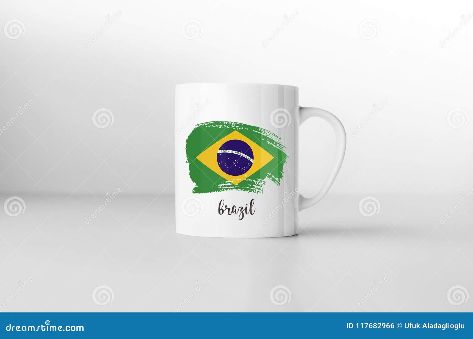 Brazil Flag on White Coffee Mug. Stock Illustration - Illustration of ...