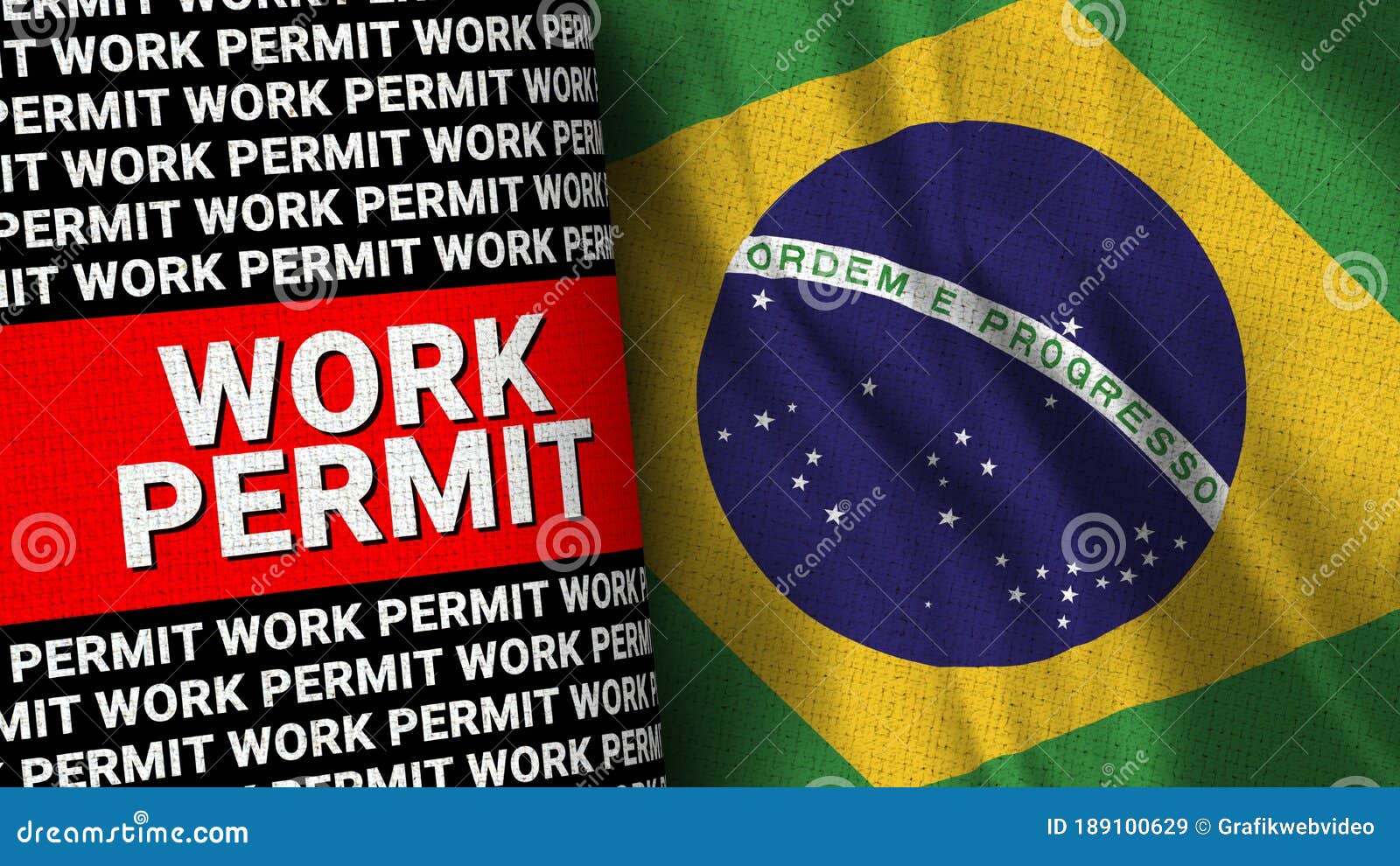 Brazil Flag with Work Permit Title Stock Illustration - Illustration of ...