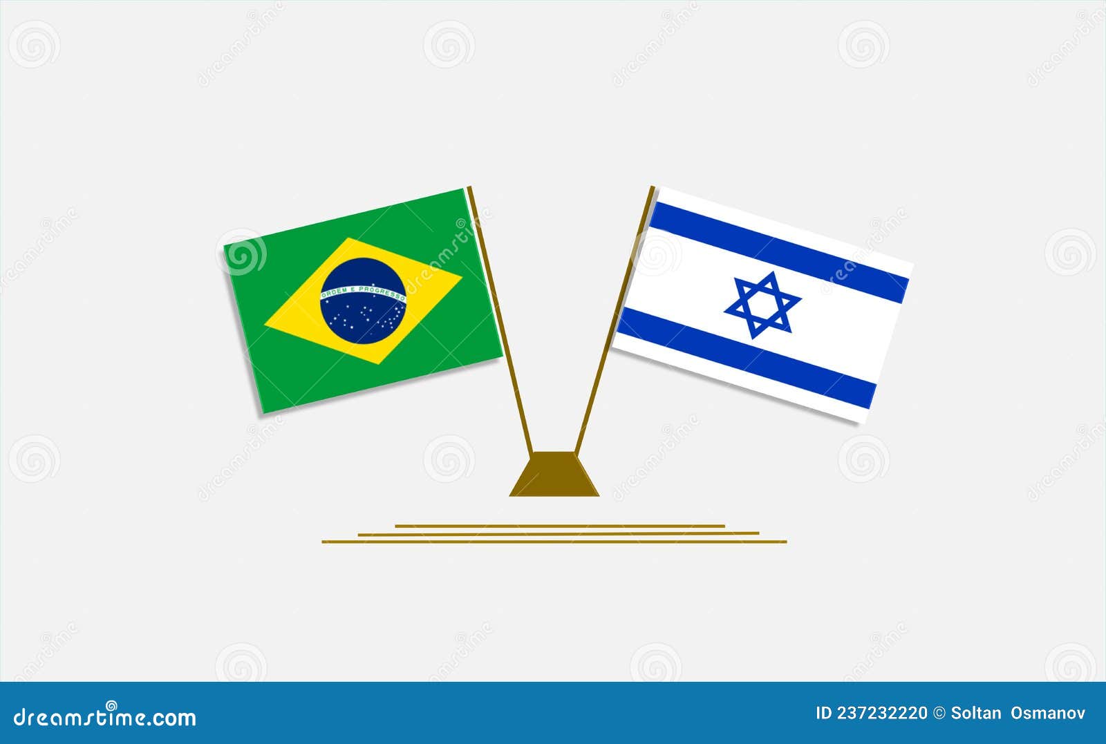 Flags of Brazil and Israel. Partnership. Background and Illustrations ...