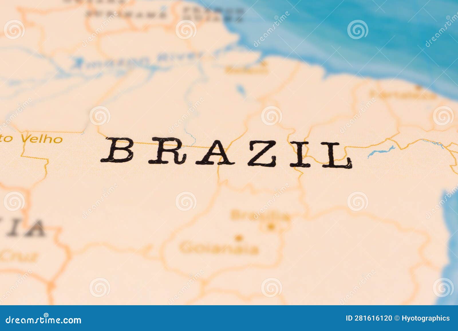 Brazil in Focus on a Tilted World Map. Stock Illustration ...