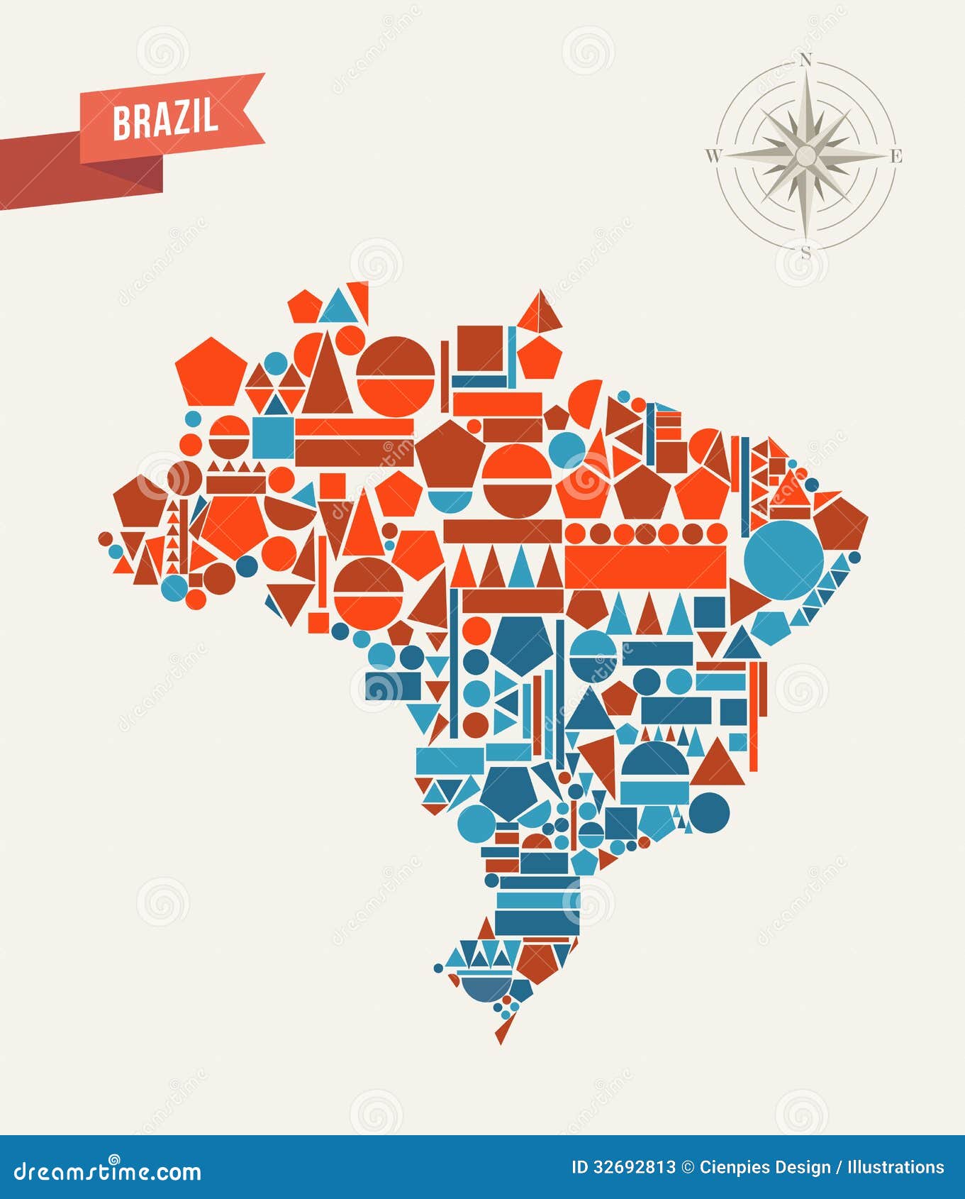 Brazil Geometric Figures Map Stock Vector - Illustration of ...