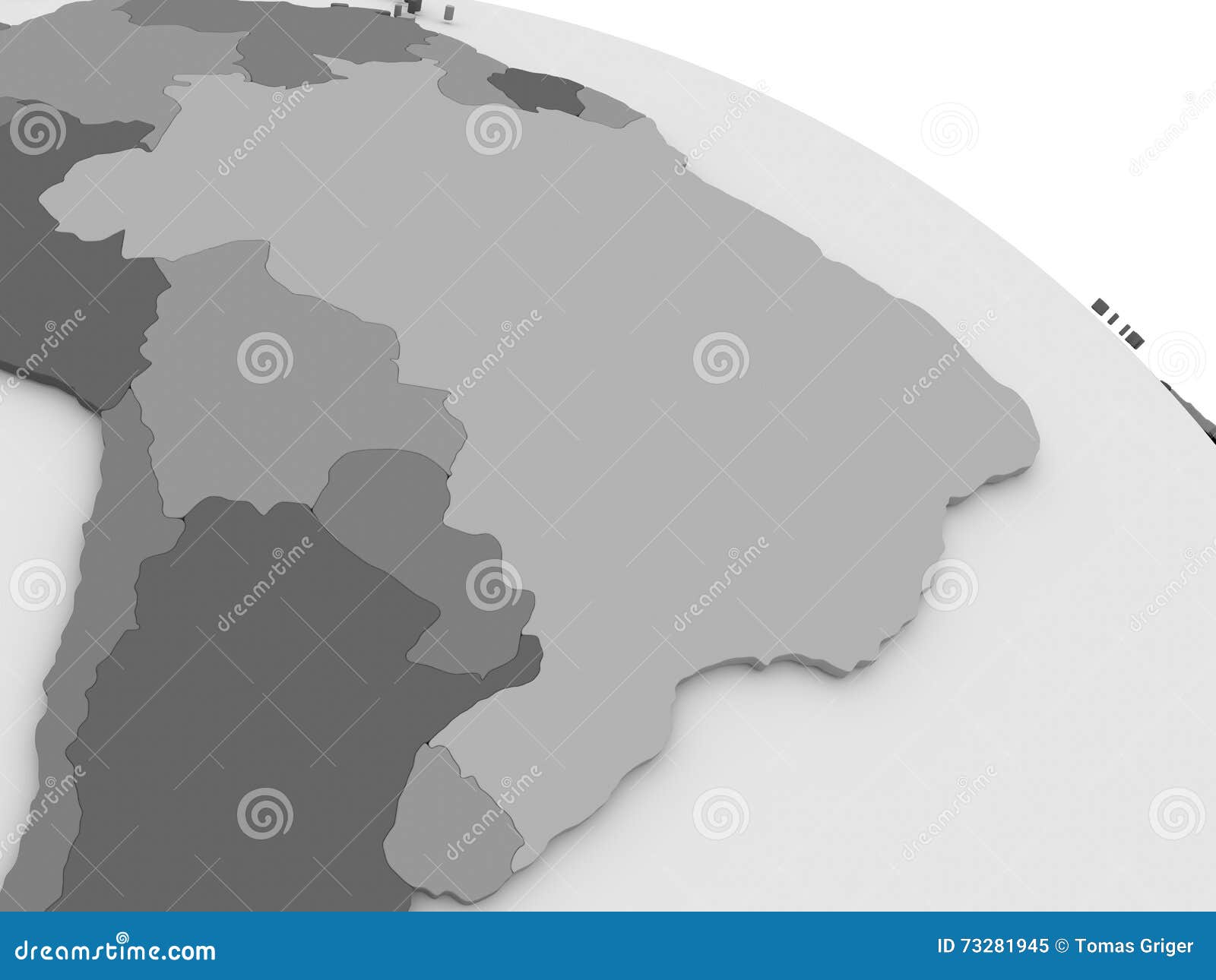 Brazil on grey 3D map stock illustration. Illustration of diplomacy ...
