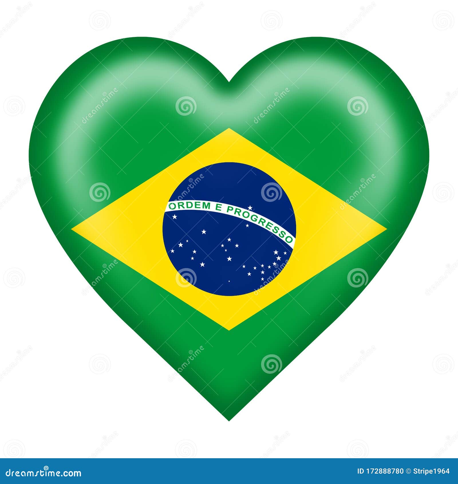 Brazil Heart Button Isolated on White with Clipping Path Stock ...