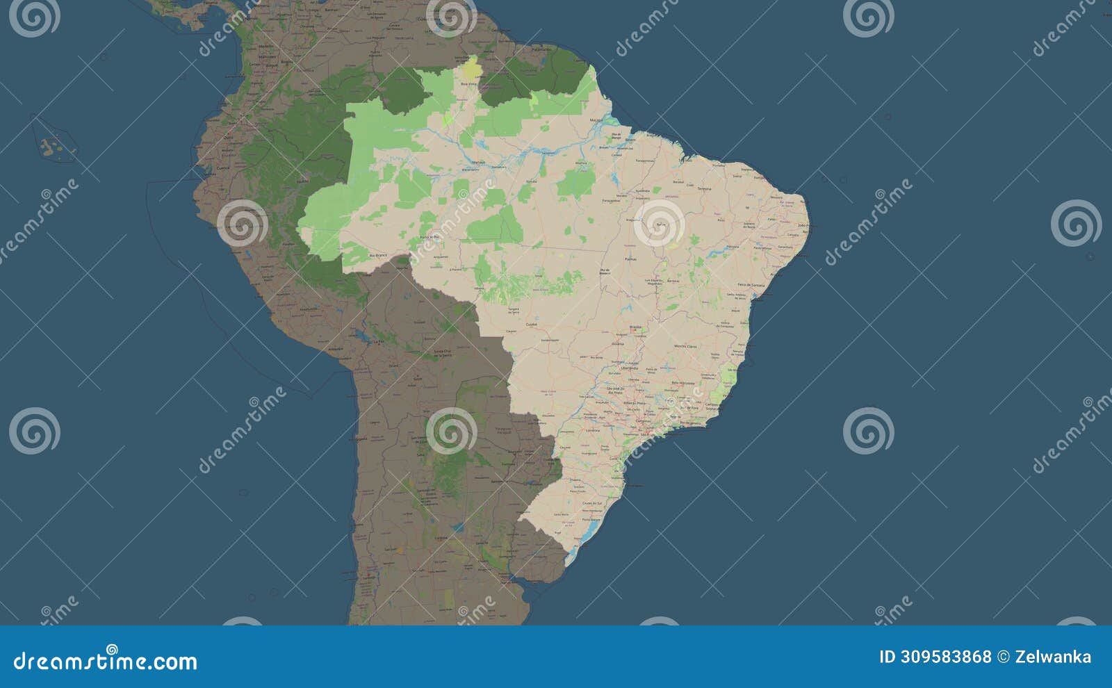 Brazil Highlighted. Topo Standard Stock Illustration - Illustration of ...