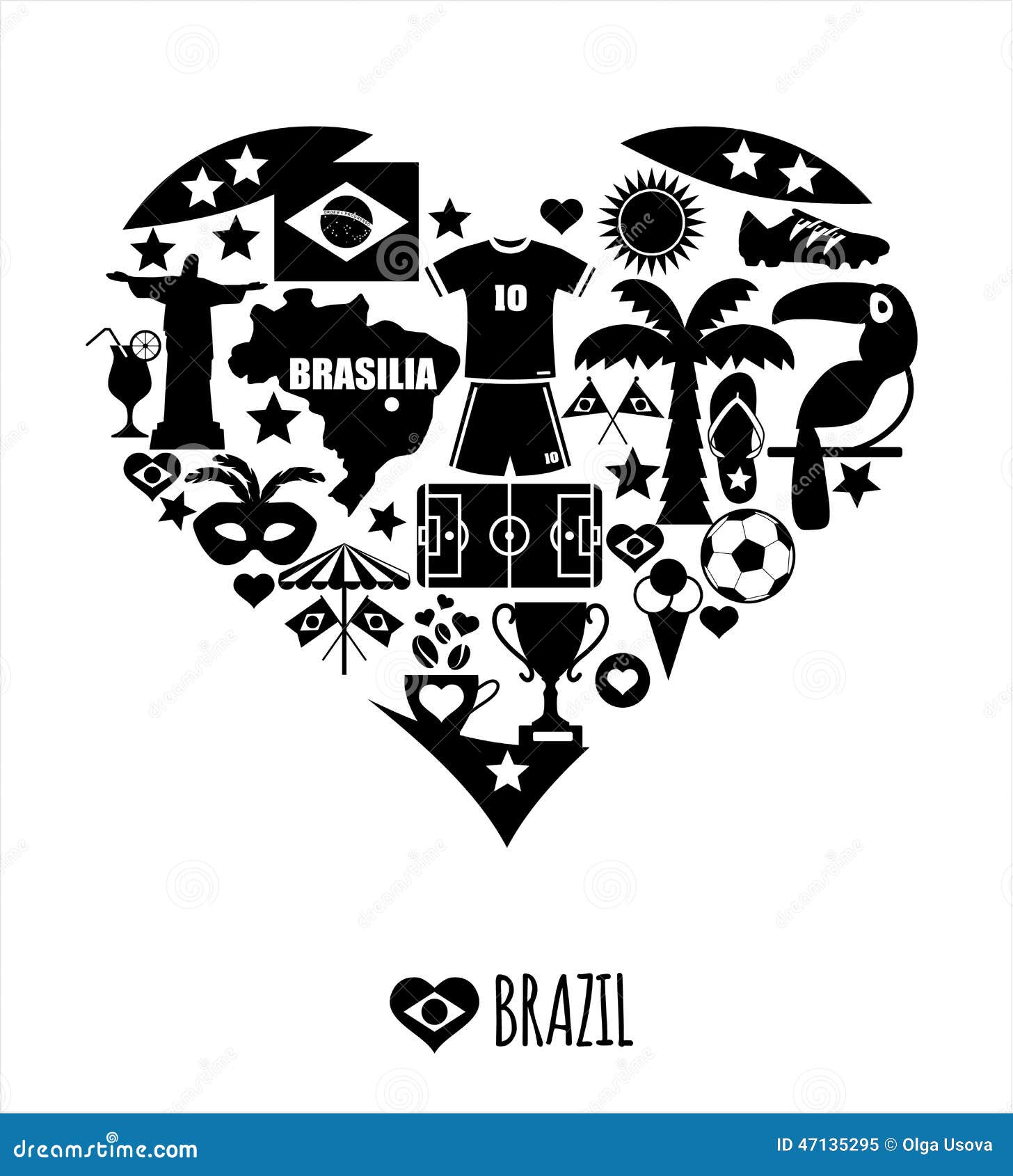 Brazil icon set. stock vector. Illustration of land, flag - 47135295