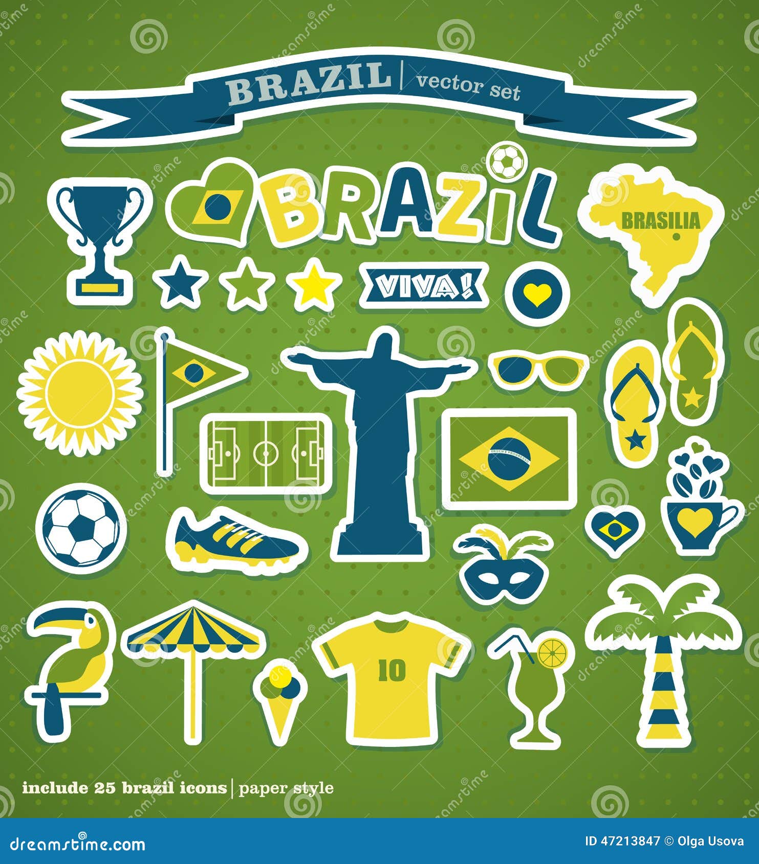 Brazil icon set. stock vector. Illustration of icon, cocktail - 47213847