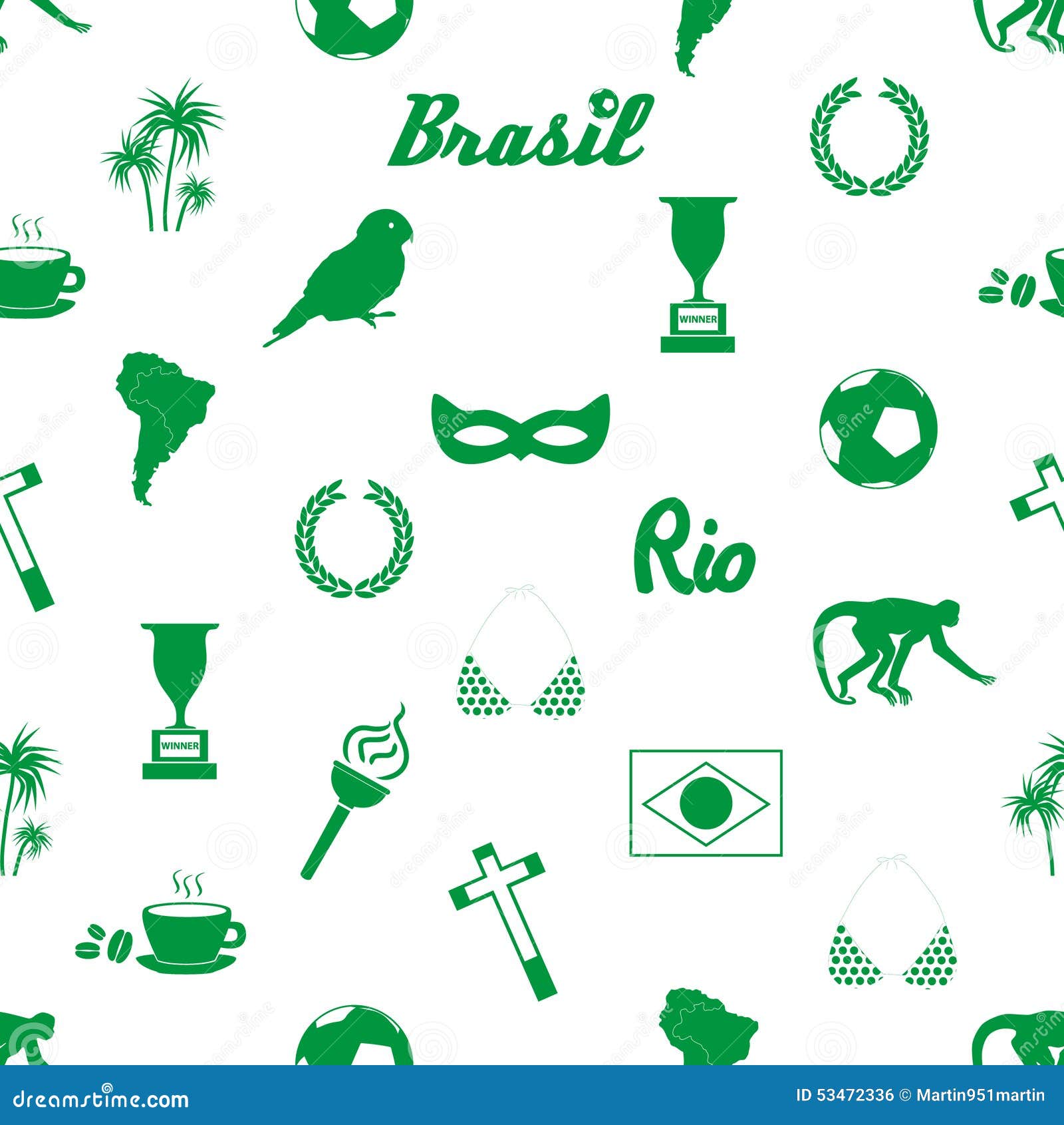 Brazil Icons and Symbols Seamless Pattern Stock Vector - Illustration ...
