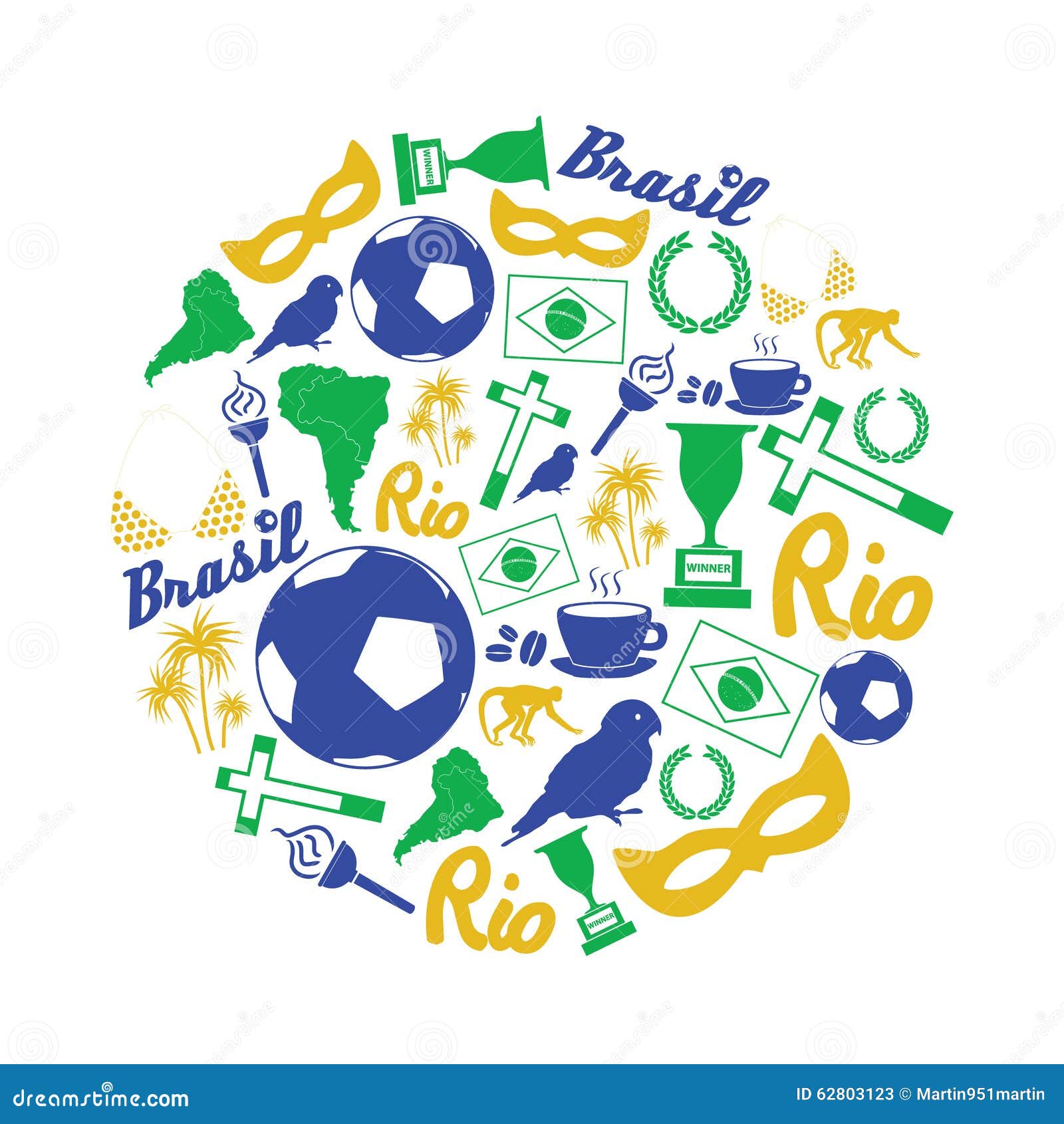 Brazil Icons and Symbols Set in Circle Eps10 Stock Vector ...