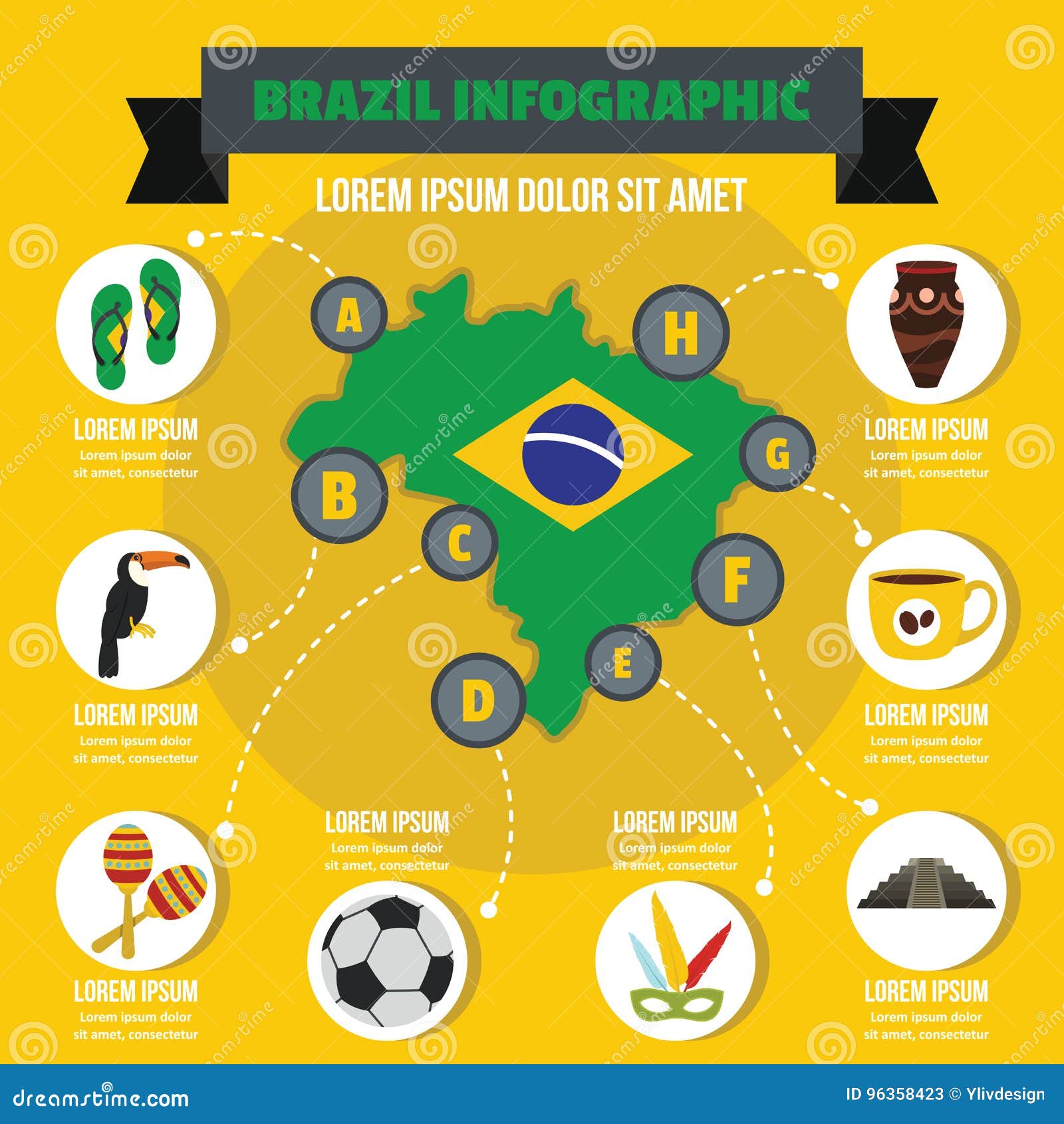 Brazil Map With Infographic Elements. Infographics Layouts. Vector ...