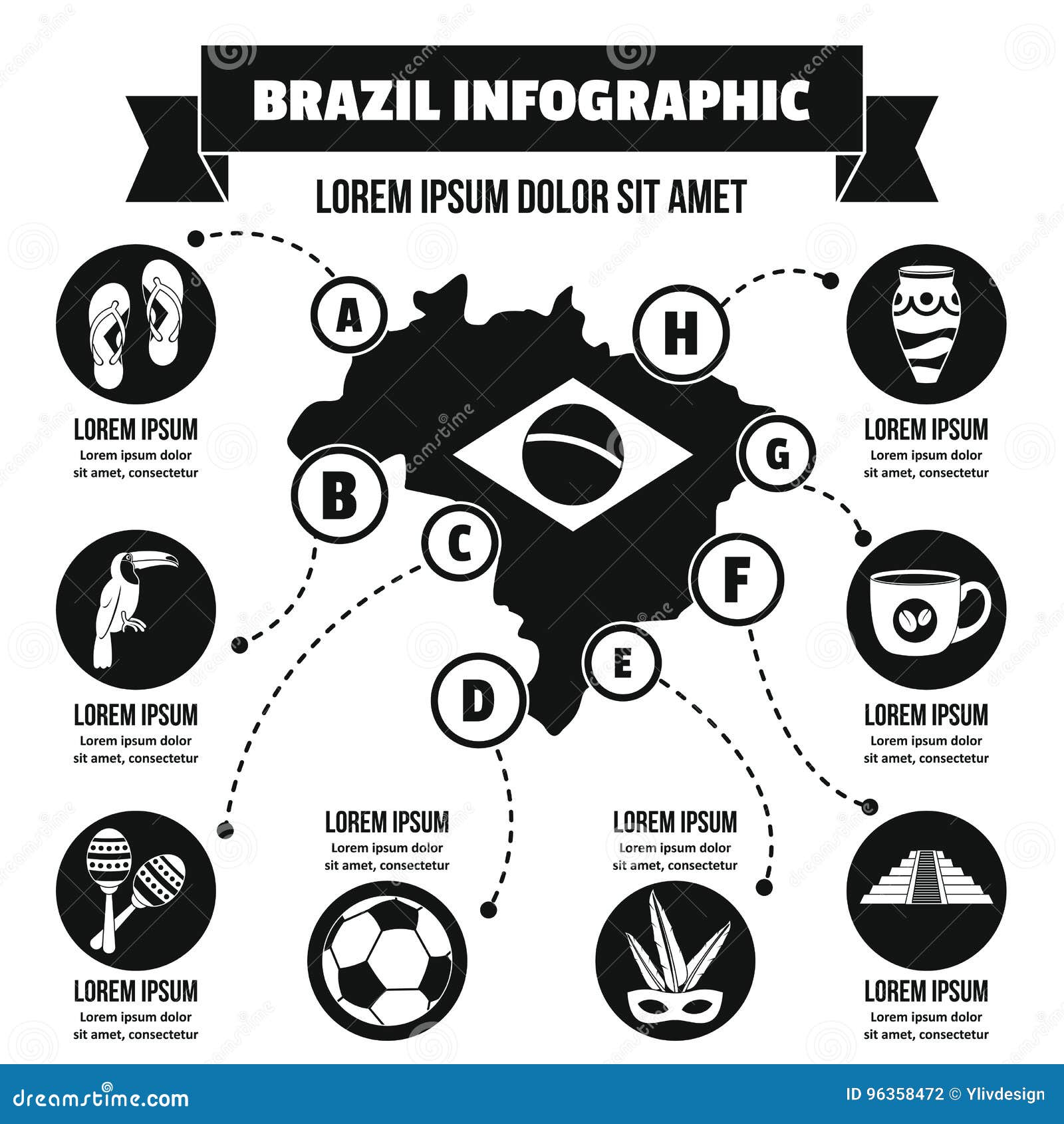 Brazil Infographic Concept, Simple Style Stock Vector - Illustration of ...