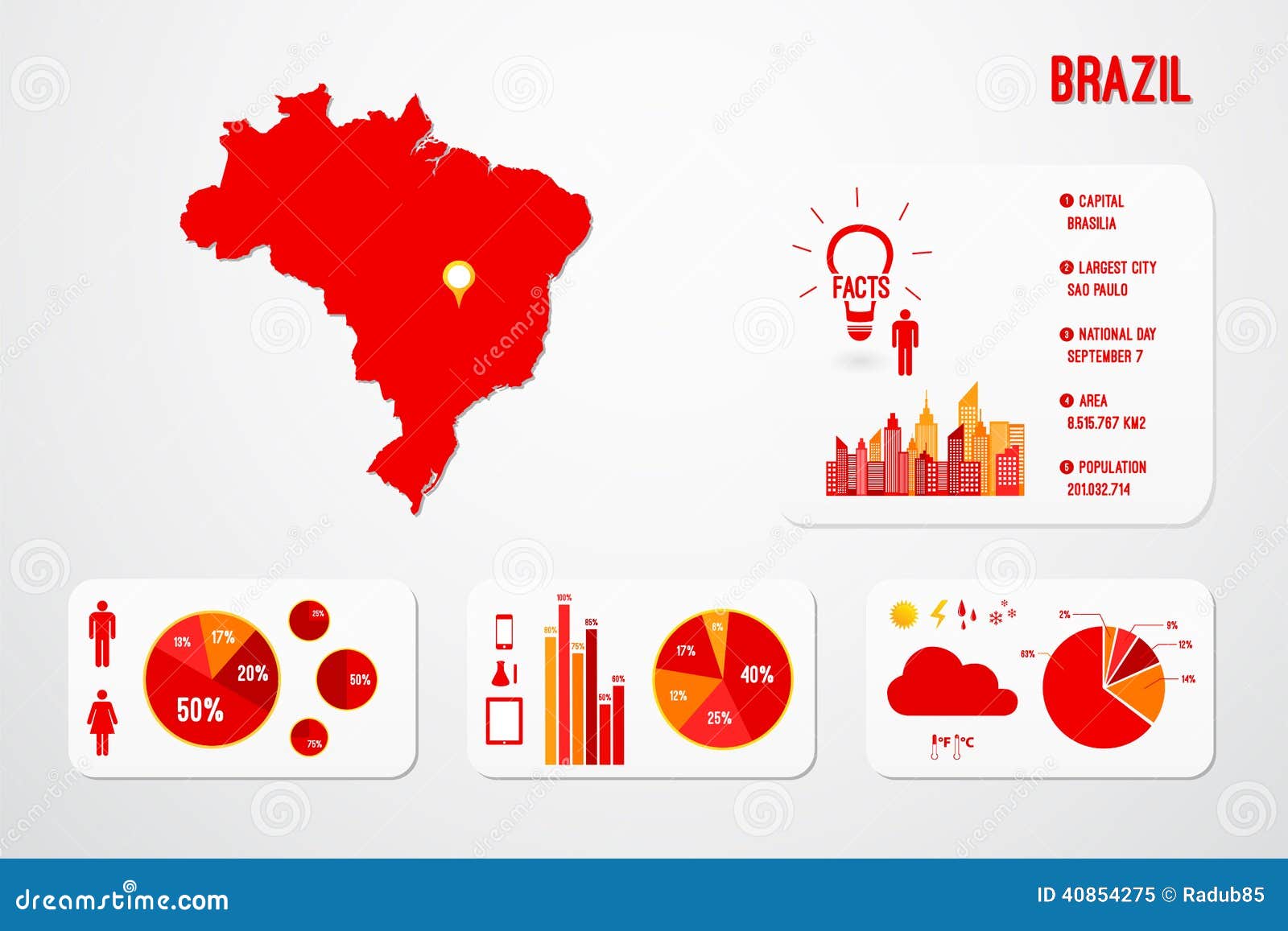 Brazil Infographics stock vector. Illustration of population - 40854275