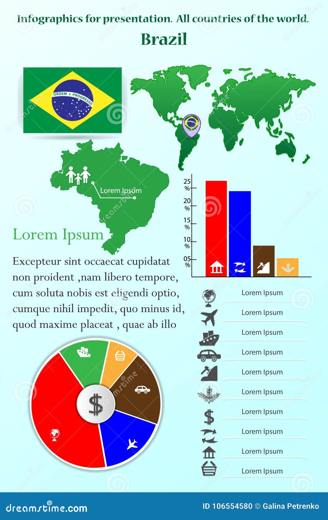 Brazil. Infographics for Presentation Stock Illustration - Illustration ...