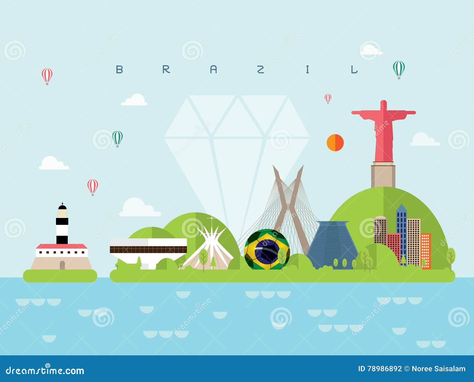 Bras Lia, Brazilian City Vector Tee Logo Poster Design | CartoonDealer ...