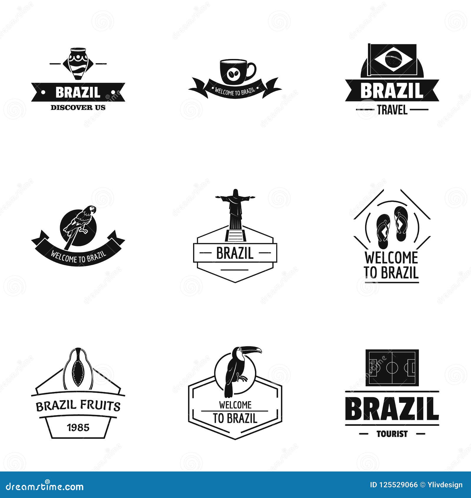 Brazil Logo Set, Simple Style Stock Illustration - Illustration of ...