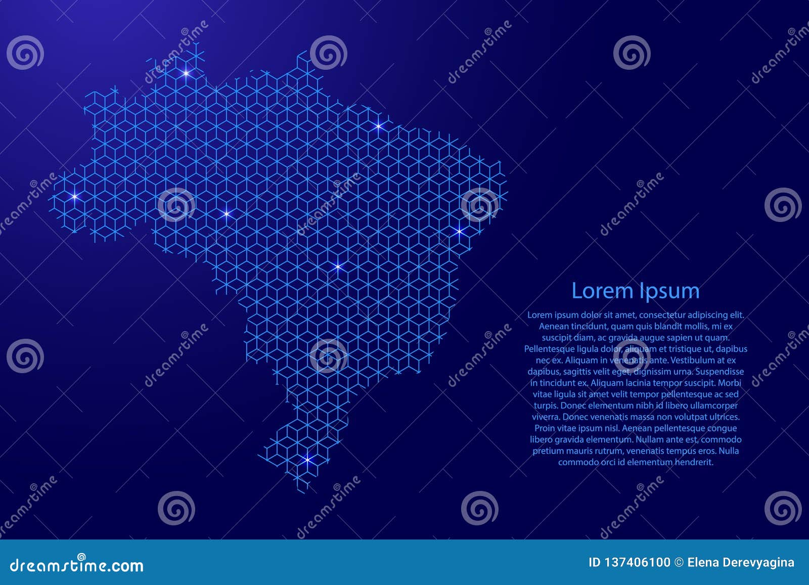Brazil Map Abstract Schematic from Blue Lines Repeating Pattern ...
