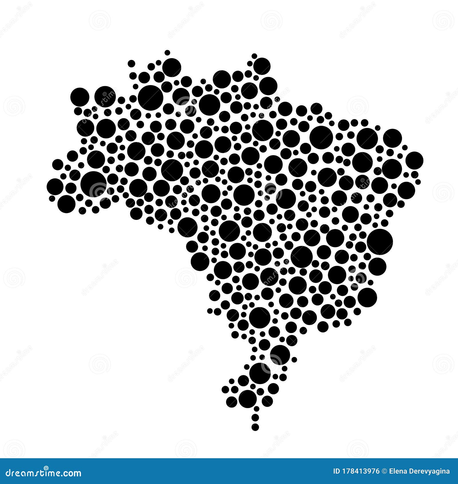 Brazil Map from Black Circles of Different Diameters or Spots, Blotches ...