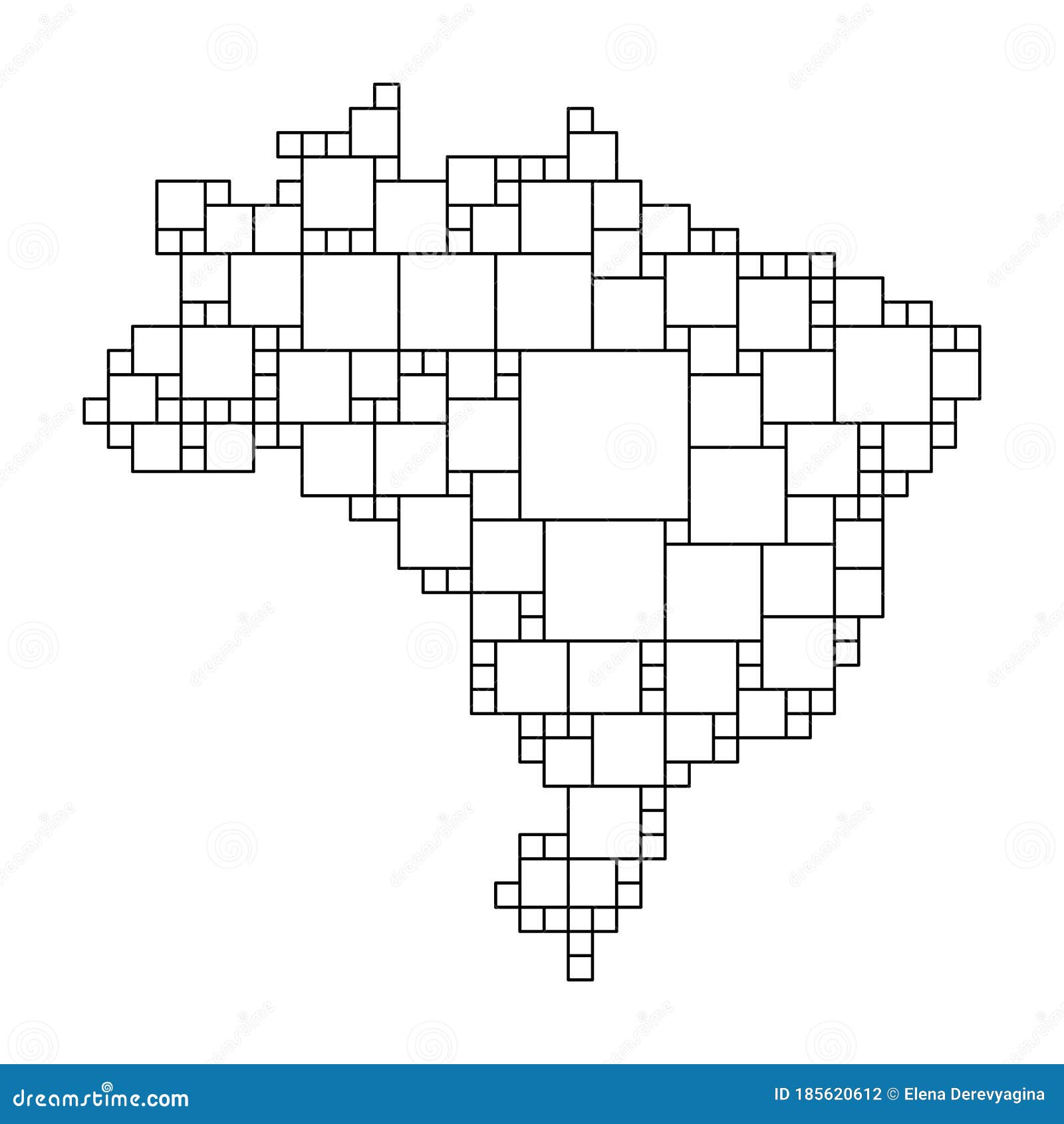 Brazil Map from Black Pattern from a Grid of Squares of Different Sizes ...